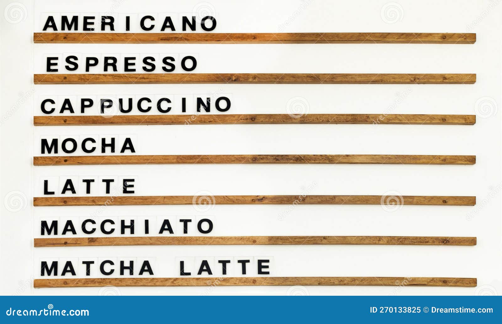 Coffee Menu on Wooden Shelf Stock Image - Image of alphabet, label ...