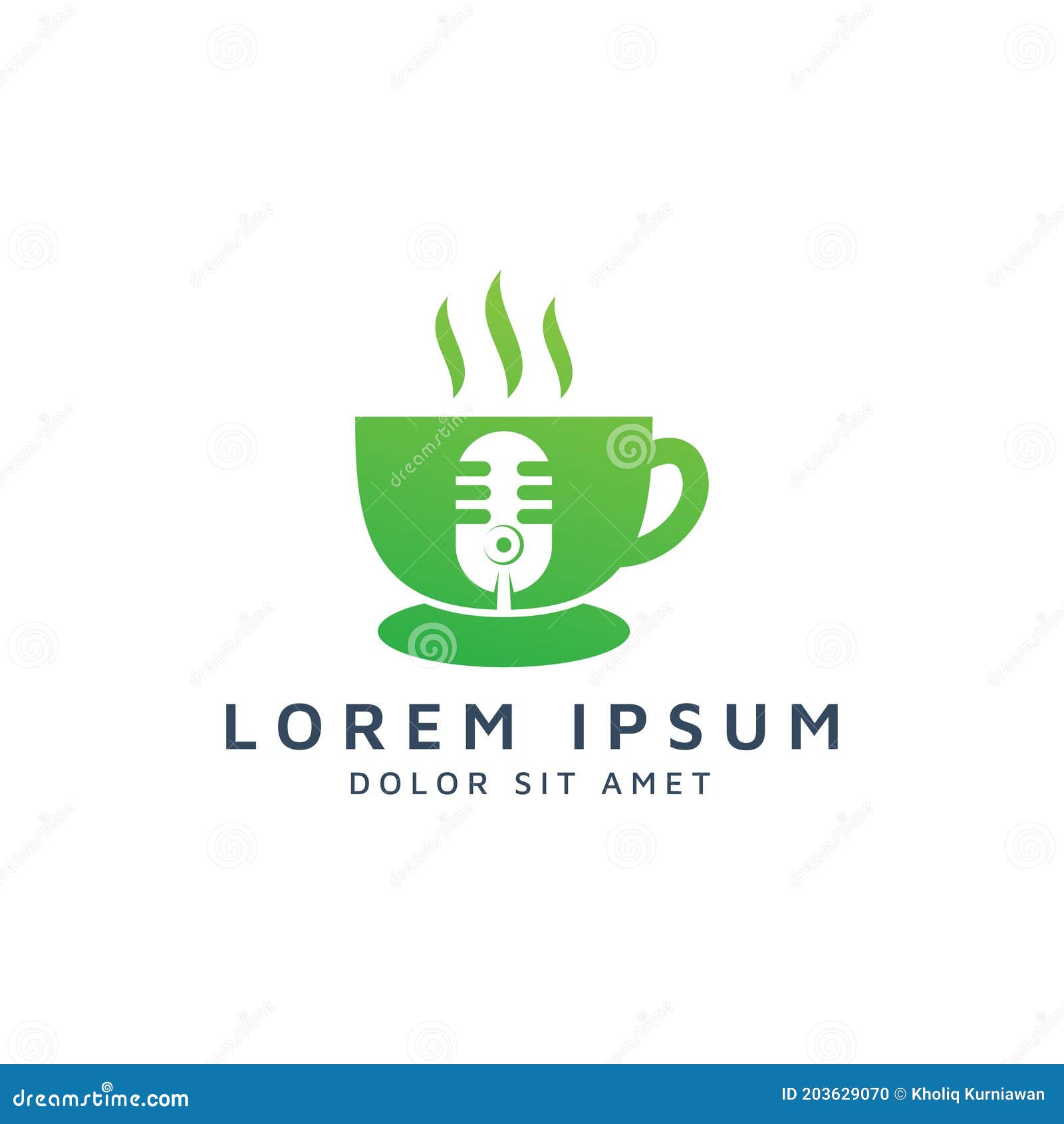 Coffee and Microphone Negative Space Logo Design Stock Vector ...