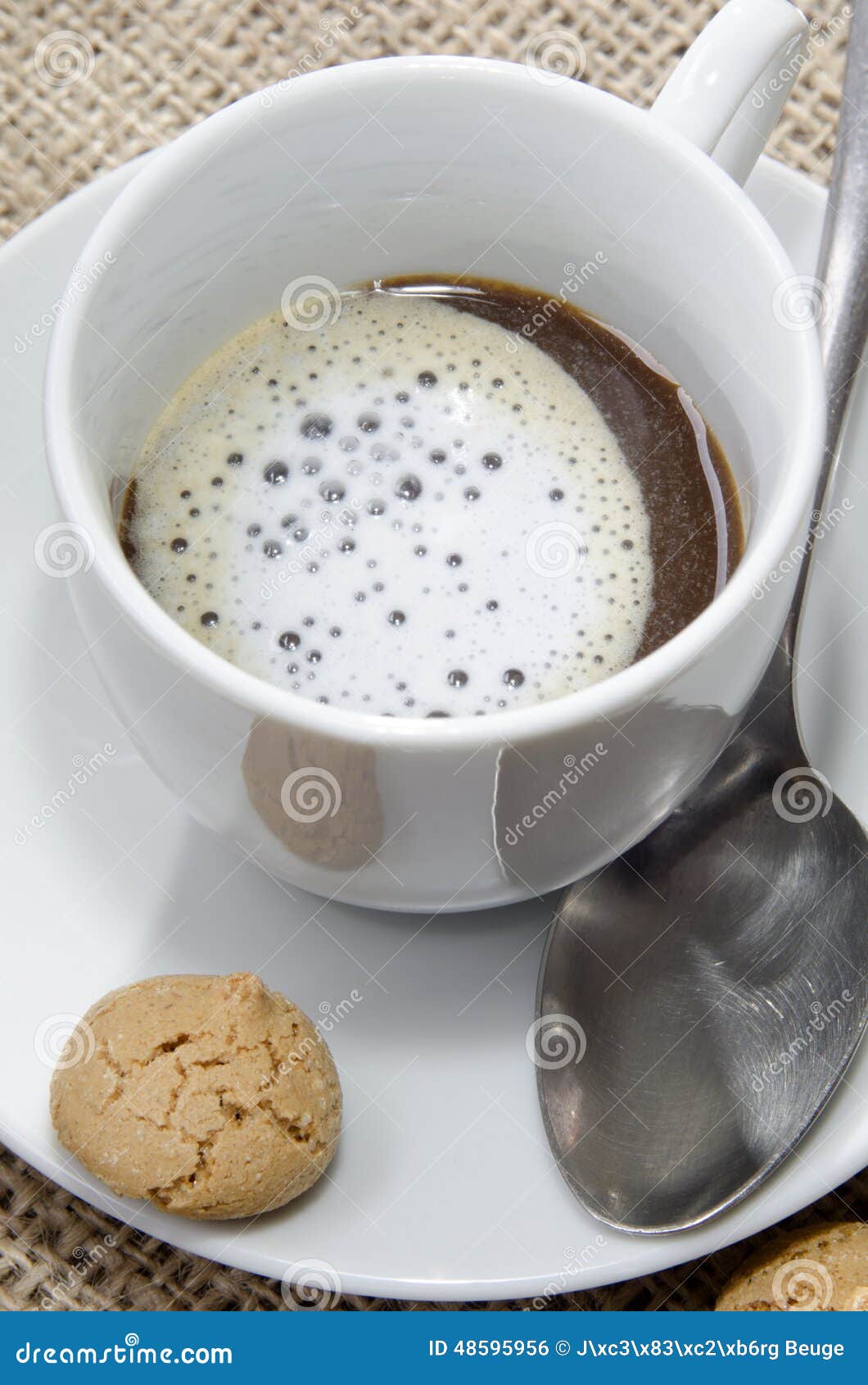 Coffee with Milk Foam and Biscuit Stock Photo - Image of food, foam ...
