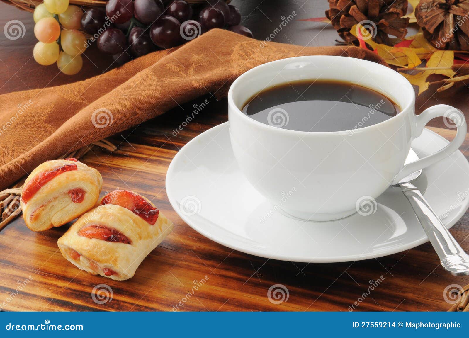 Coffee with mini strudels stock photo. Image of black - 27559214