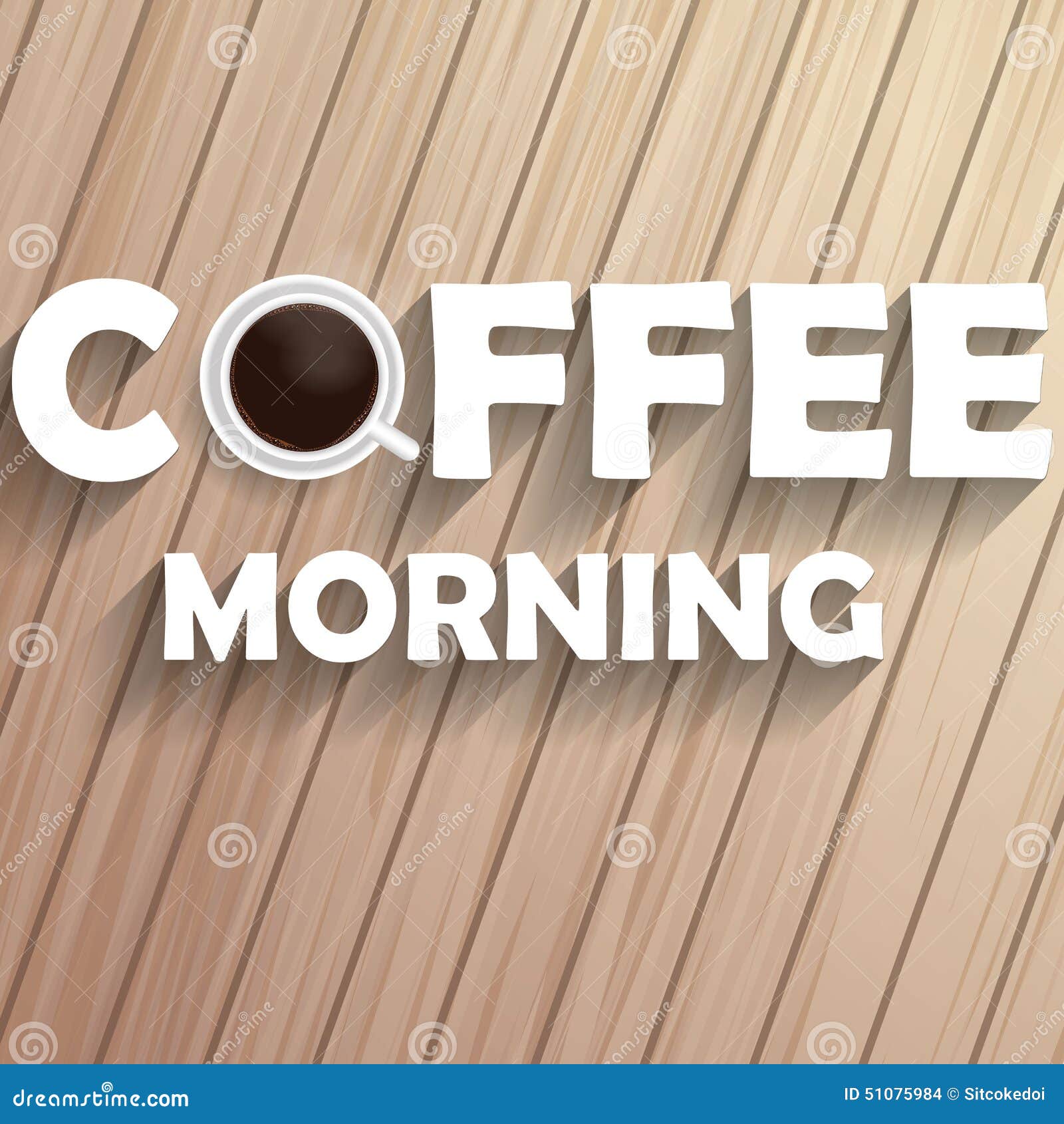 Coffee morning on wood stock vector. Illustration of cappuccino - 51075984