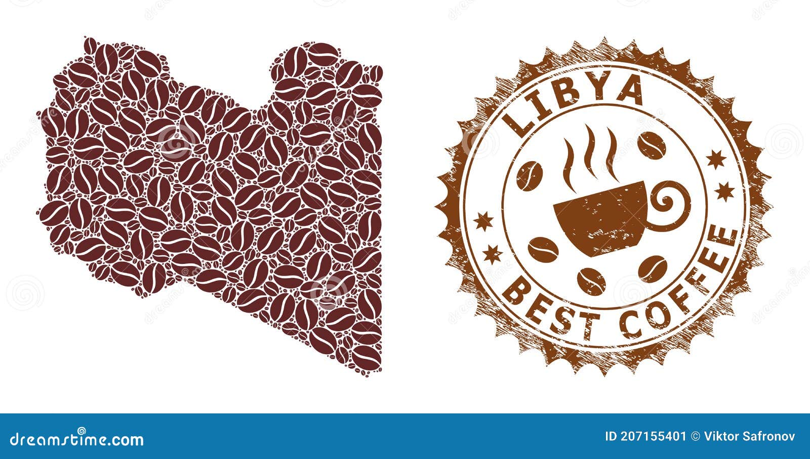 Mosaic Map of Libya of Coffee and Distress Stamp for Best Coffee Stock ...