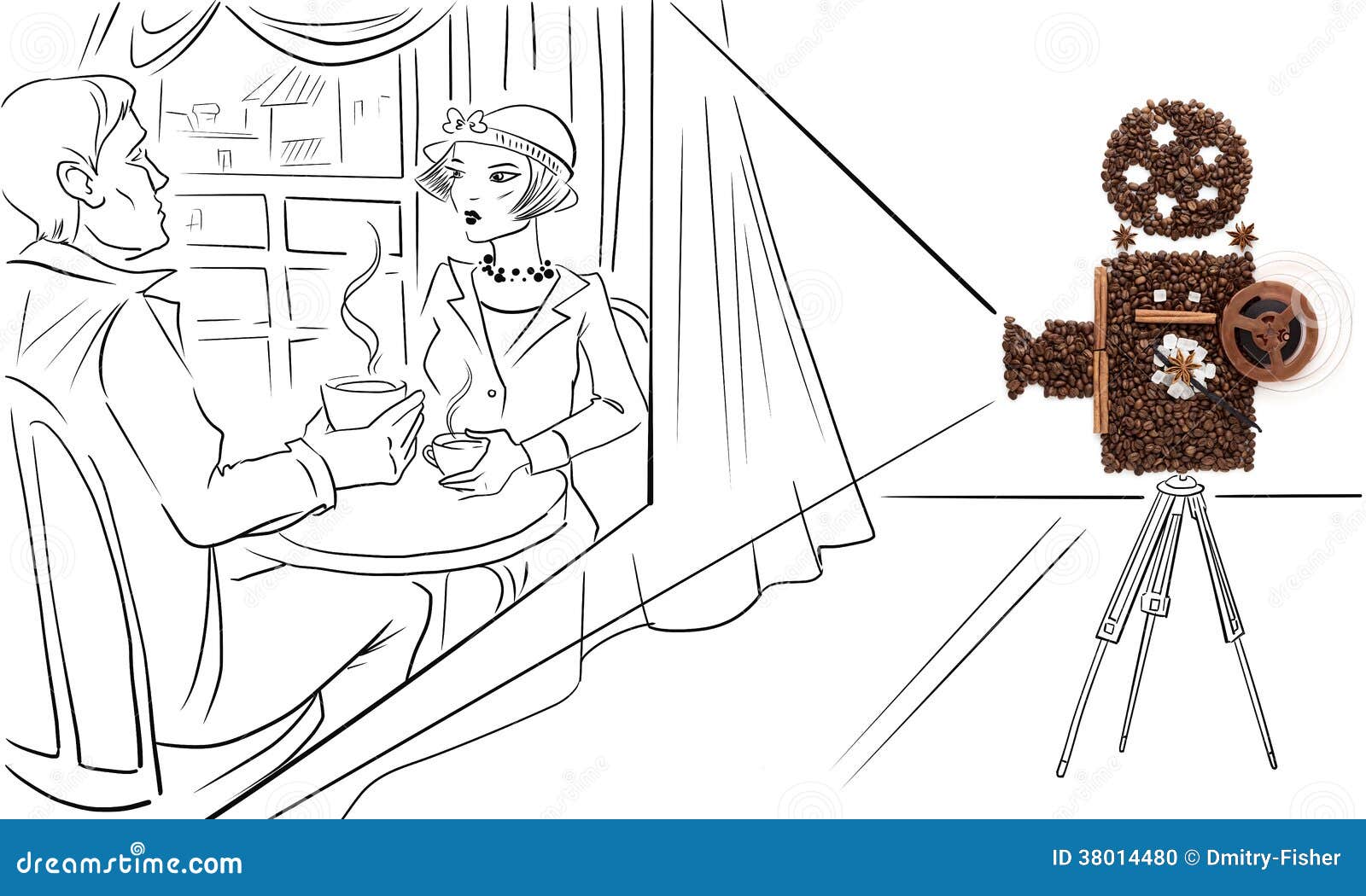 Coffee movie. stock illustration. Illustration of cinematography - 38014480
