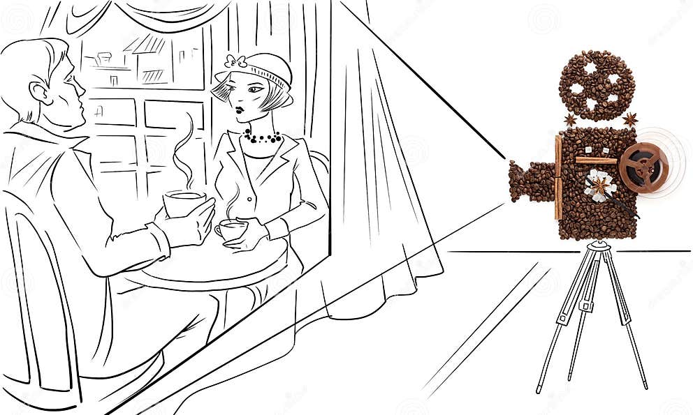 Coffee movie. stock illustration. Illustration of cinematography - 38014480