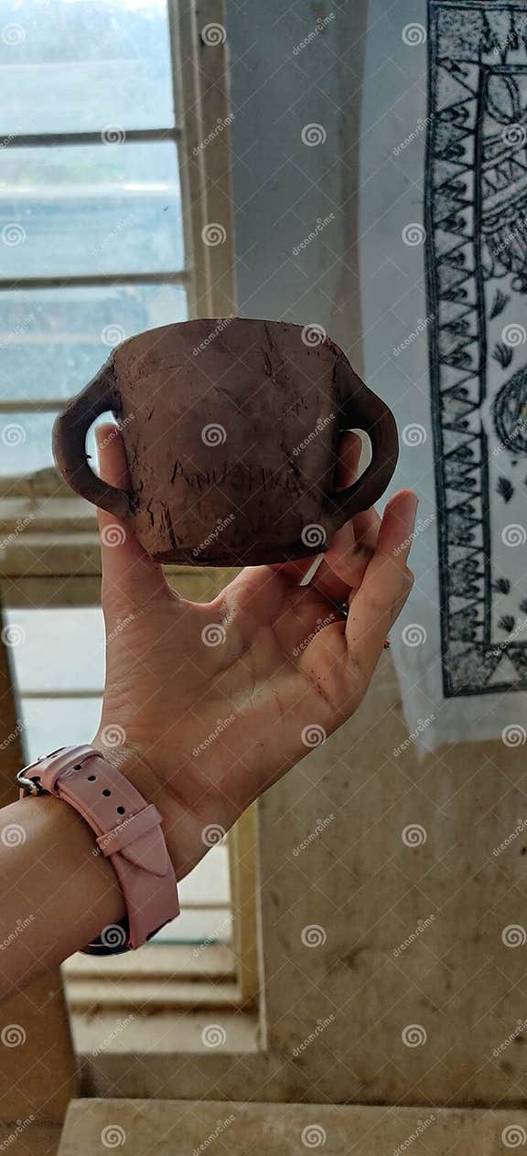 Coffee Mug of Clay by Two Handle Stock Photo - Image of clay, handle ...