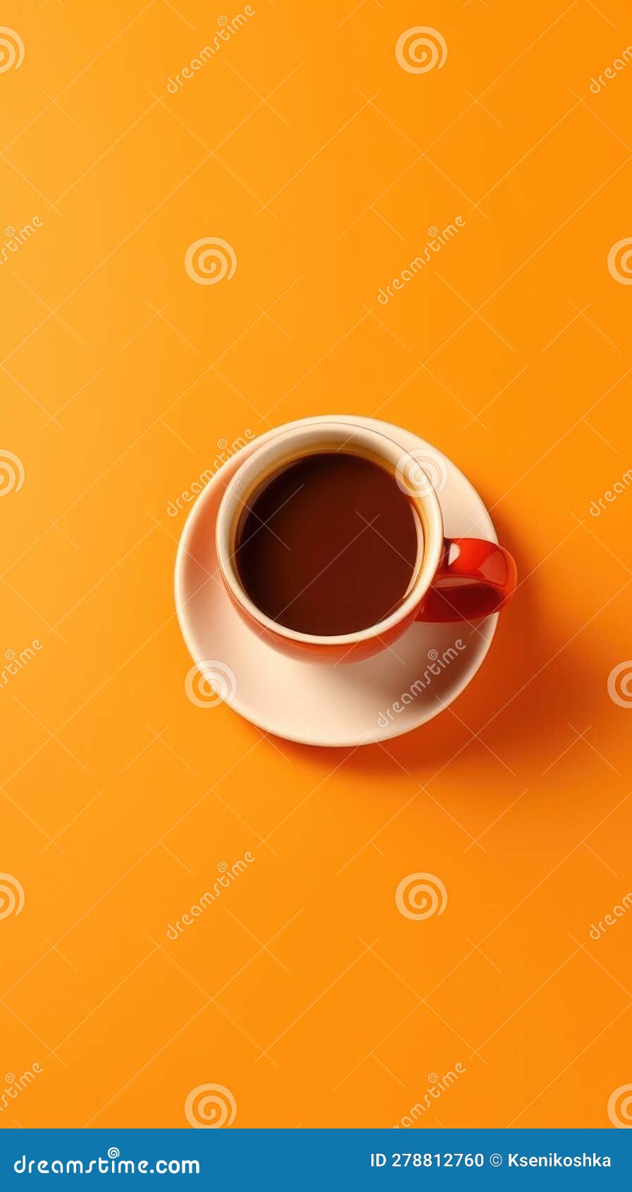 Coffee in a Mug with Copy Space, Isolated on Orange Background ...