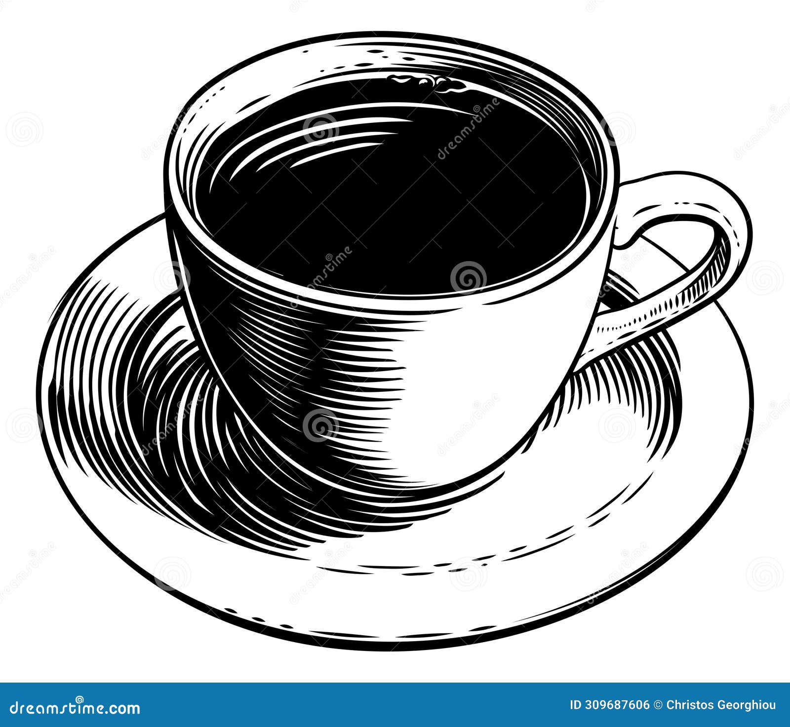 Coffee Mug Cup Retro Etching Engraving Woodcut Stock Photo ...