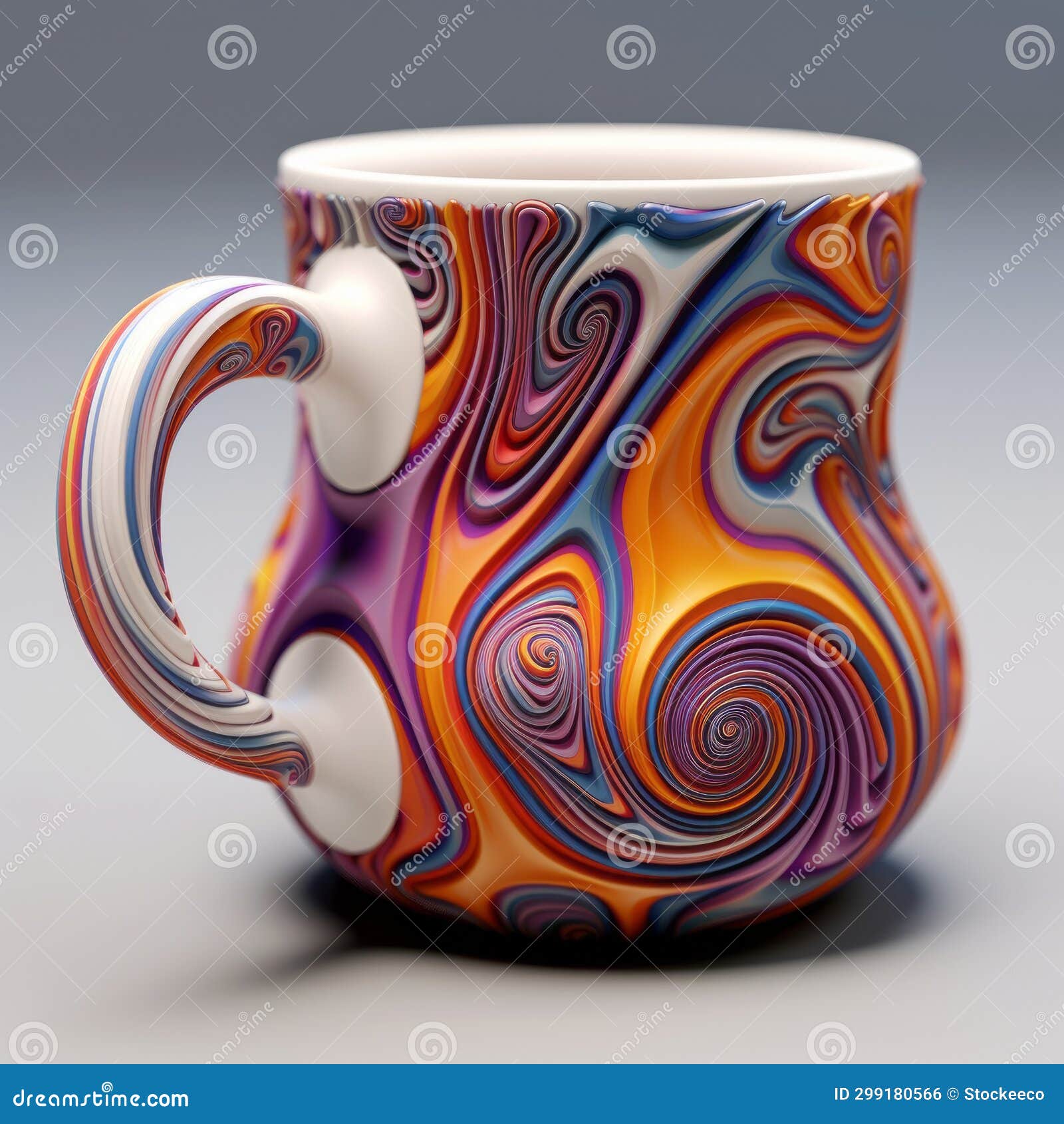 Colorful Zbrush Coffee Cup with Swirl Designs Stock Illustration ...