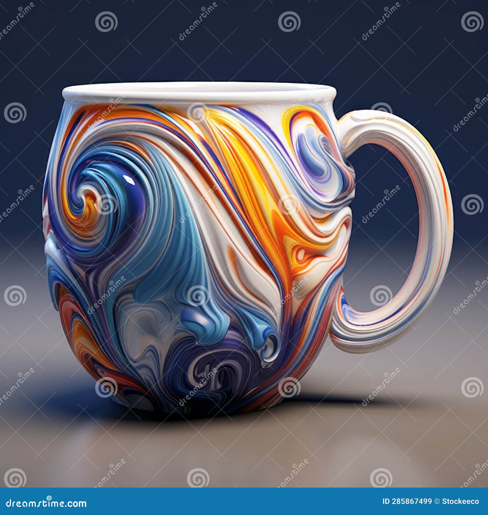 Realistic Swirl Coffee Mug with Vibrant Colors - 3d C4d Design Stock ...