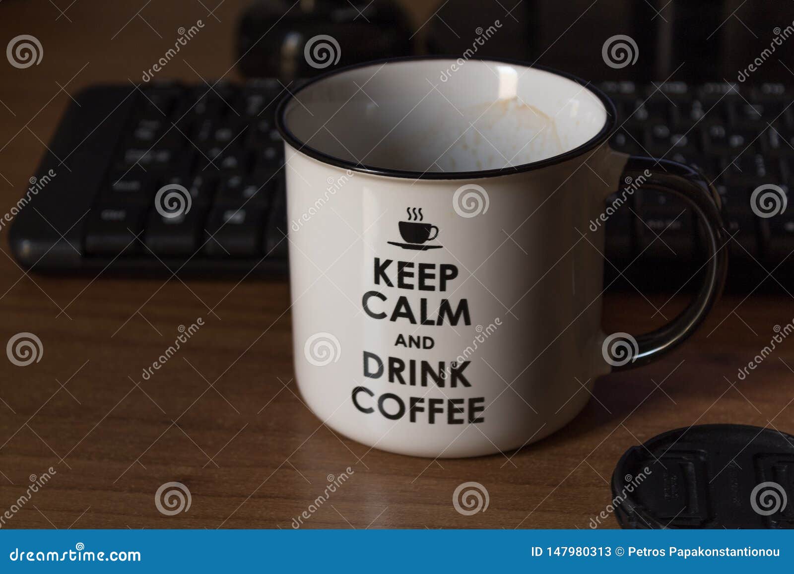 Coffee Mug in Front of Keyboard. Drinking Coffee in Front of Your ...
