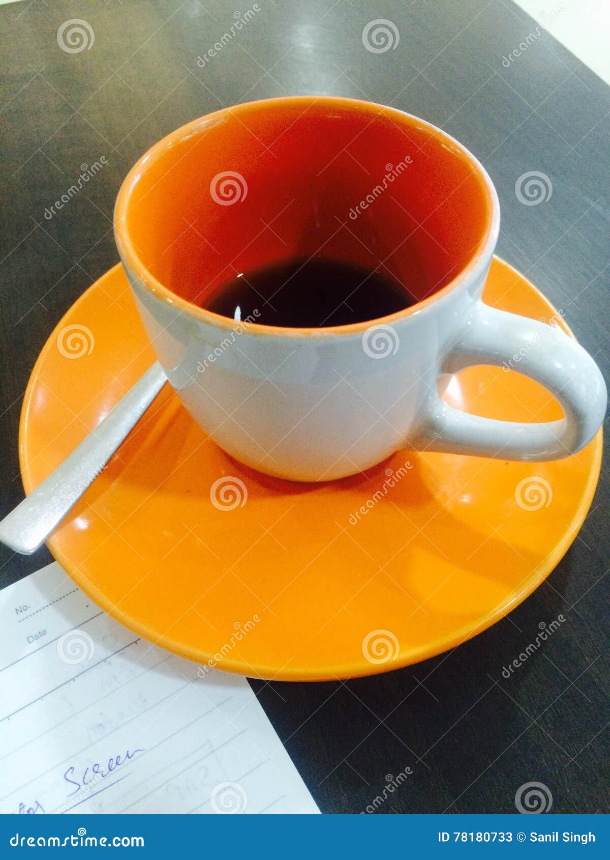 Coffee mug half full stock image. Image of orange, full - 78180733