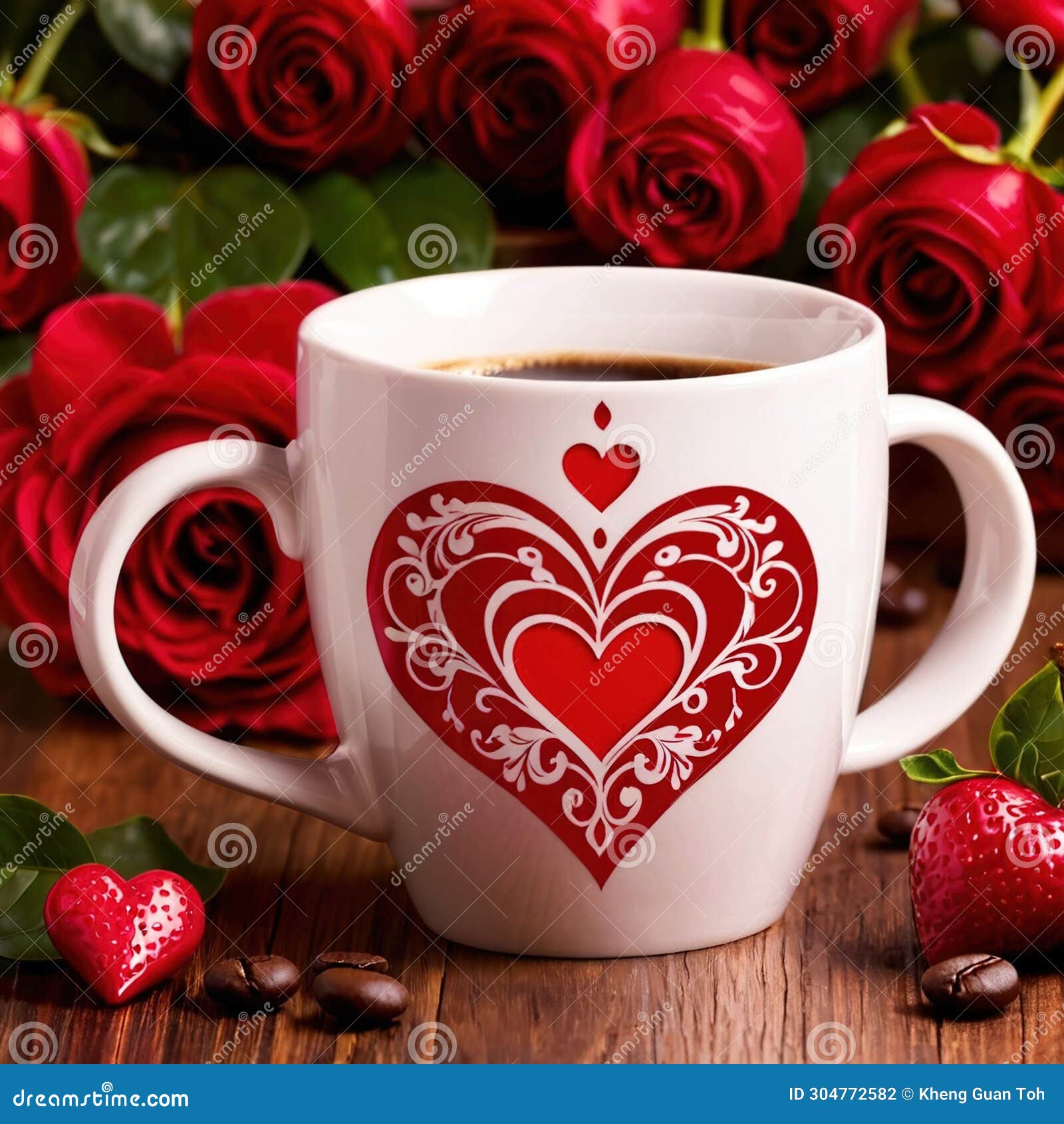Coffee Mug with Heart Design, Cup of Love Stock Illustration ...