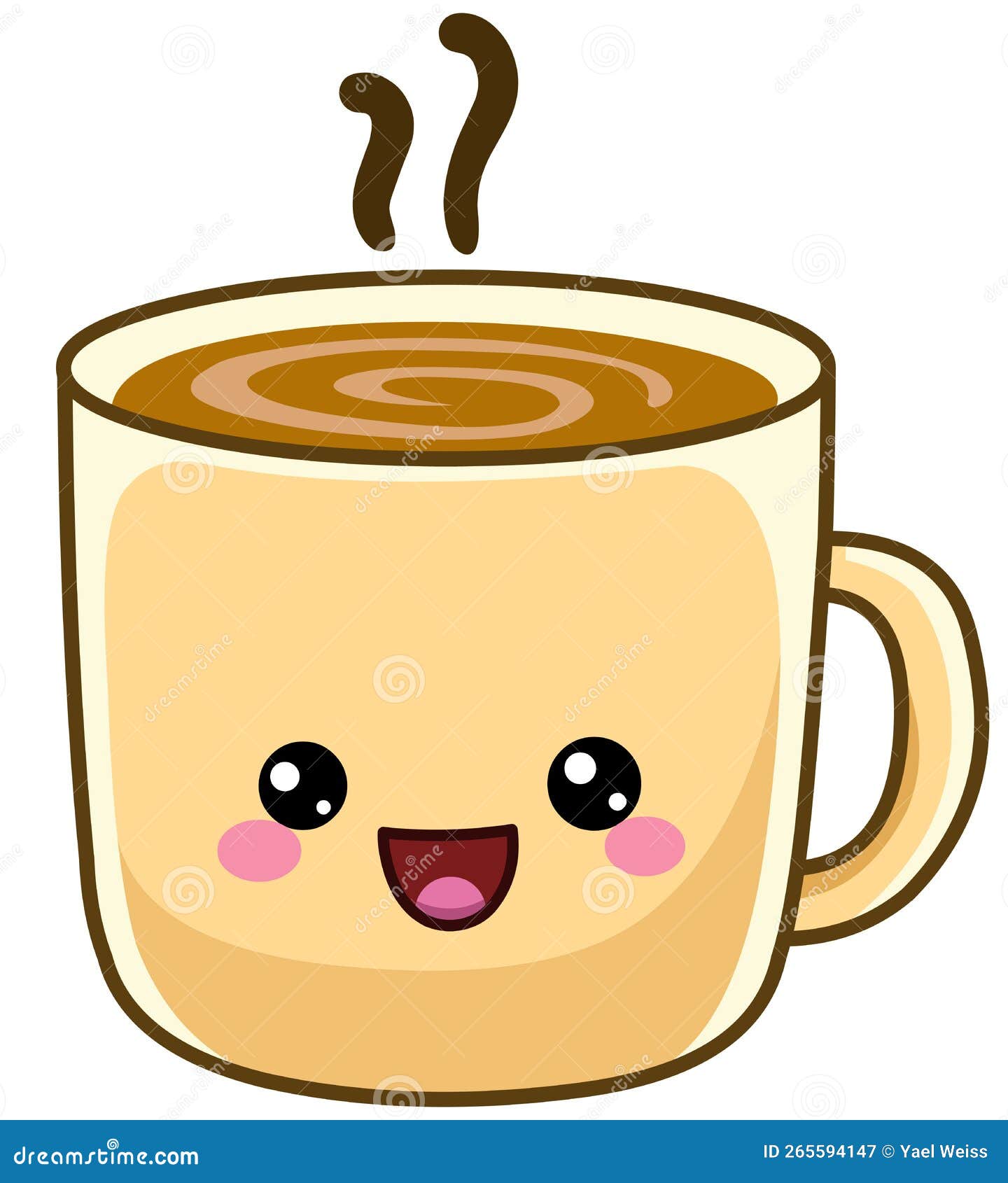 Coffee Mug Kawaii stock vector. Illustration of flat - 265594147