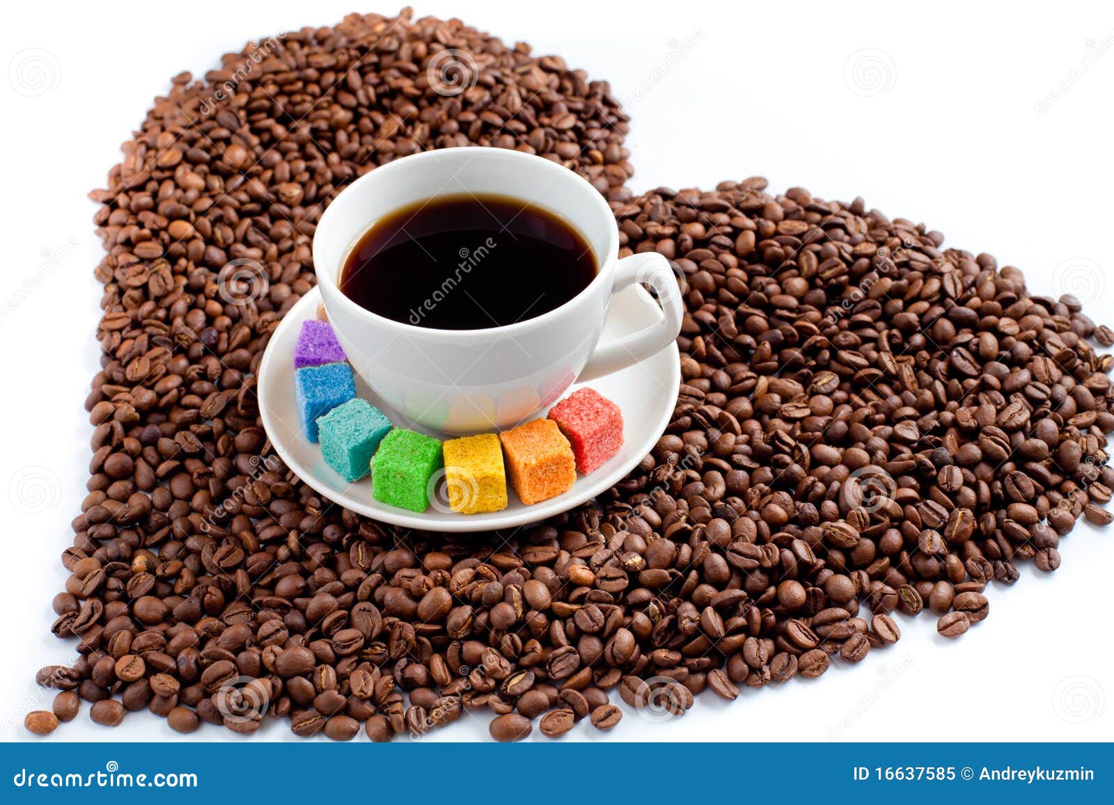 Coffee Mug with Rainbow Colored Sugar on Beans Stock Image - Image of ...