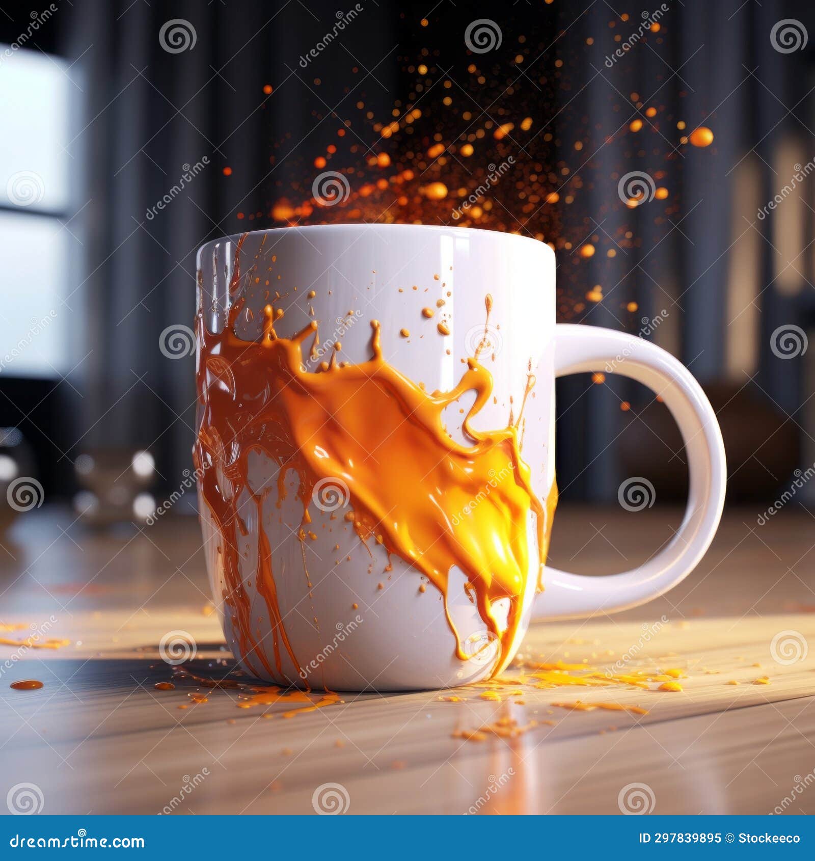 Unique 3d Mug with Realistic Orange Spill Design Stock Illustration ...
