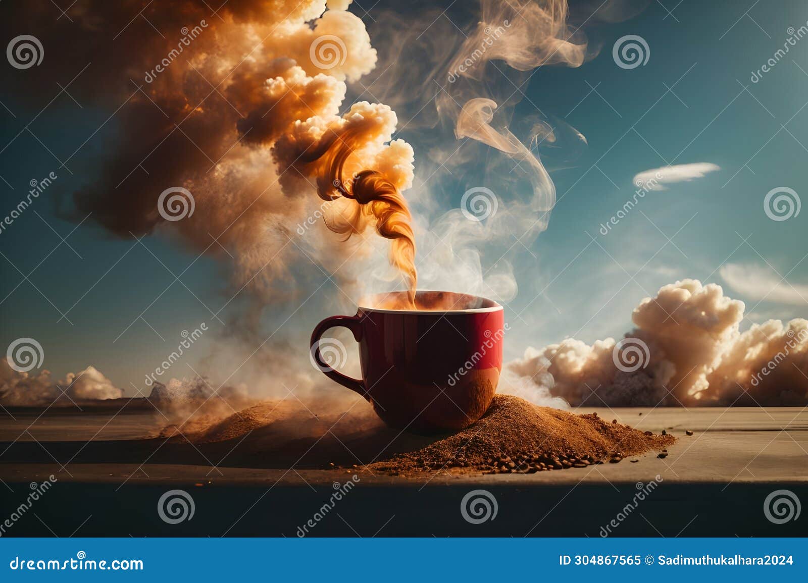 Coffee Mug Smoke Go To the Sky Realistic Stock Image - Image of smoke ...
