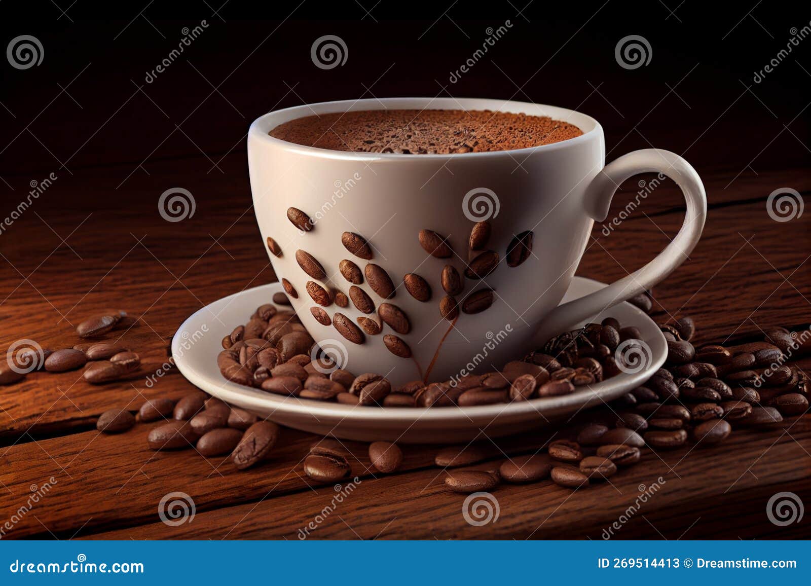 Coffee mug on a table stock illustration. Illustration of crop - 269514413