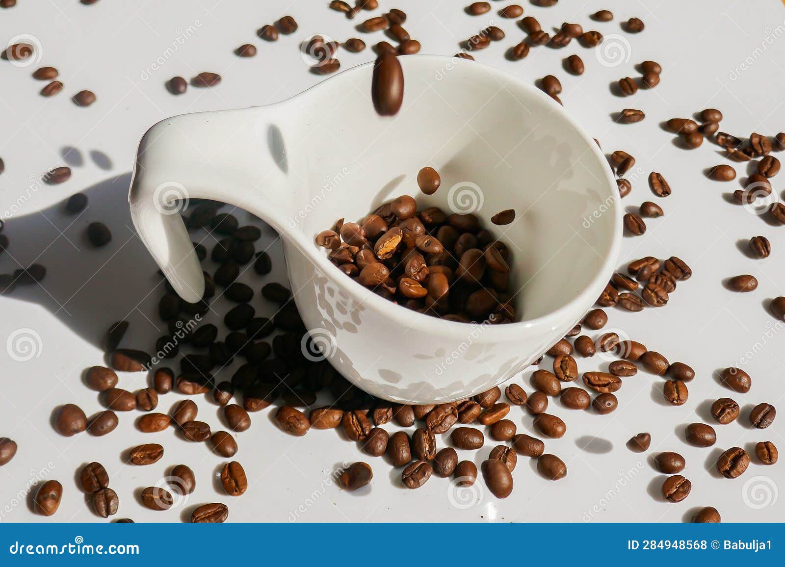 Coffee Mug.white Ceramic Cup and Falling Coffee Beans.coffee Levitation ...