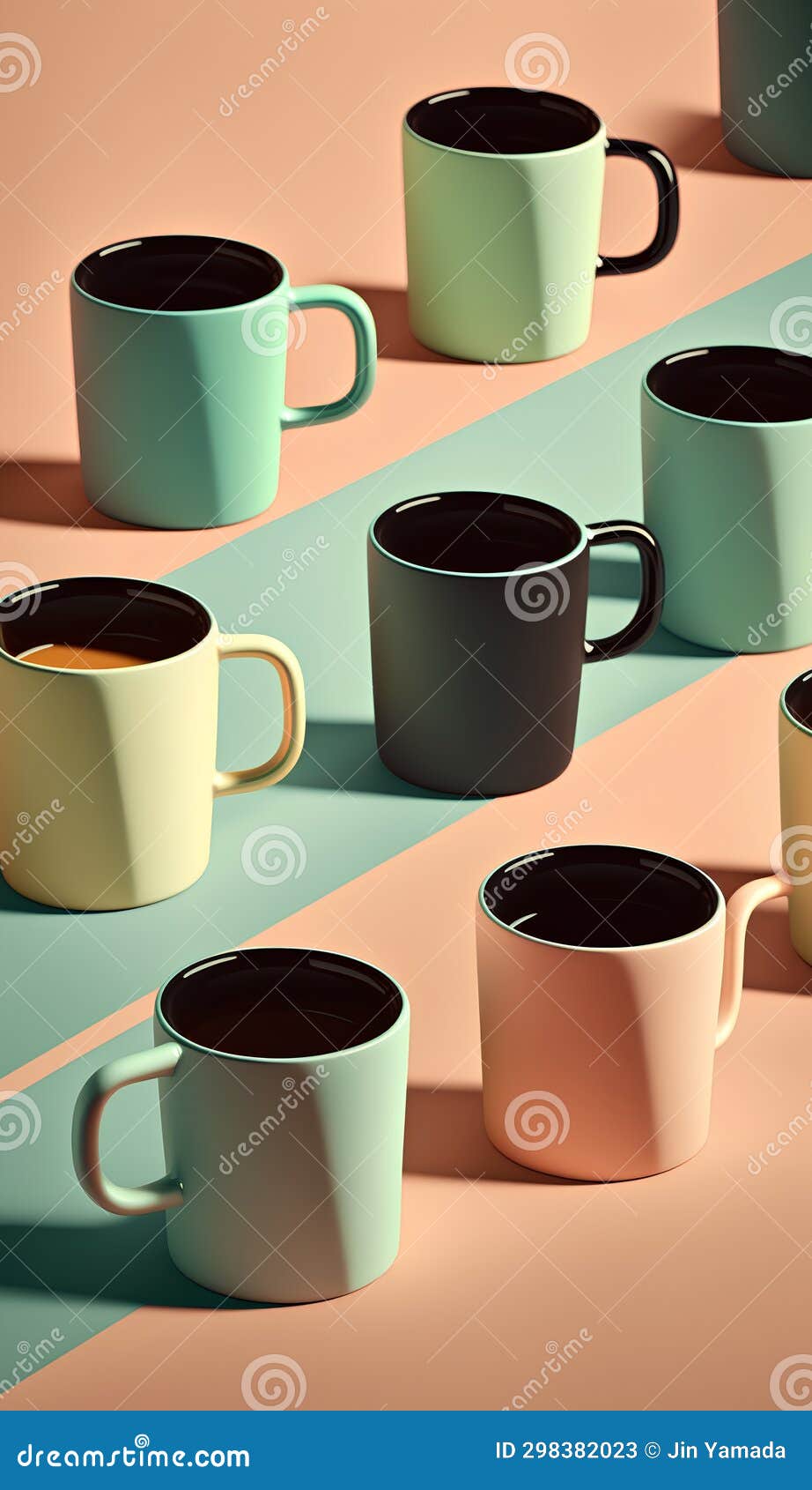 Coffee Mugs in Pastel Colors. 3d Rendering Stock Illustration ...