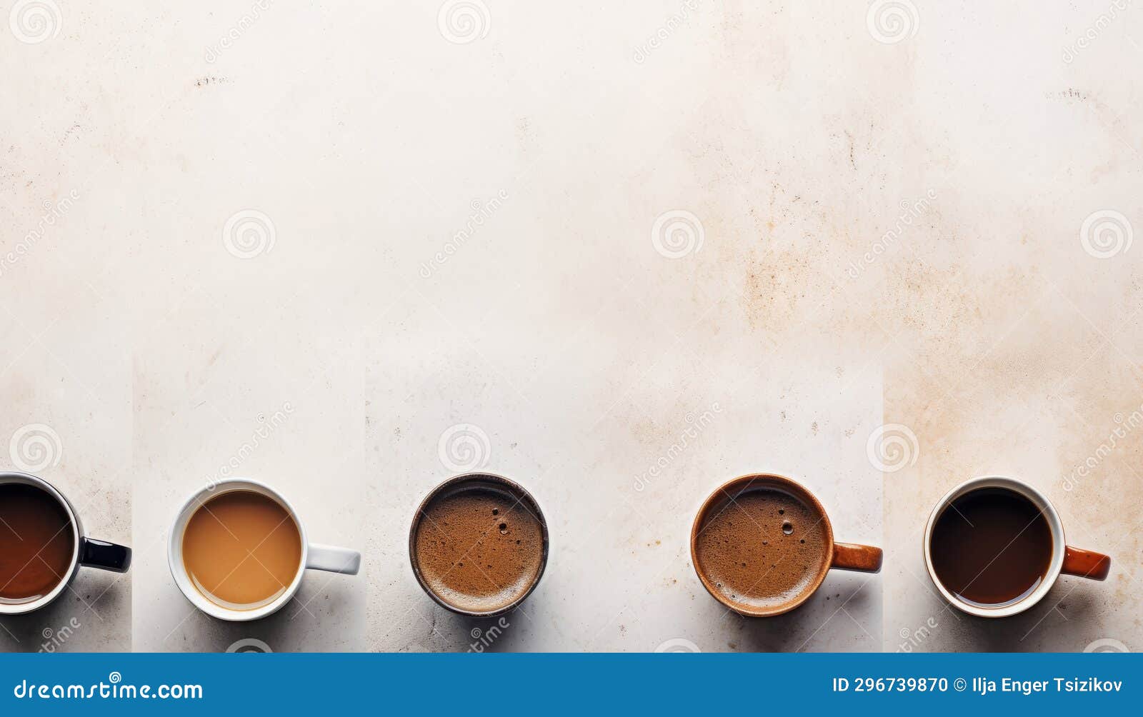 Coffee Mugs on White Stone Table, Overhead View, Creating an Inviting ...