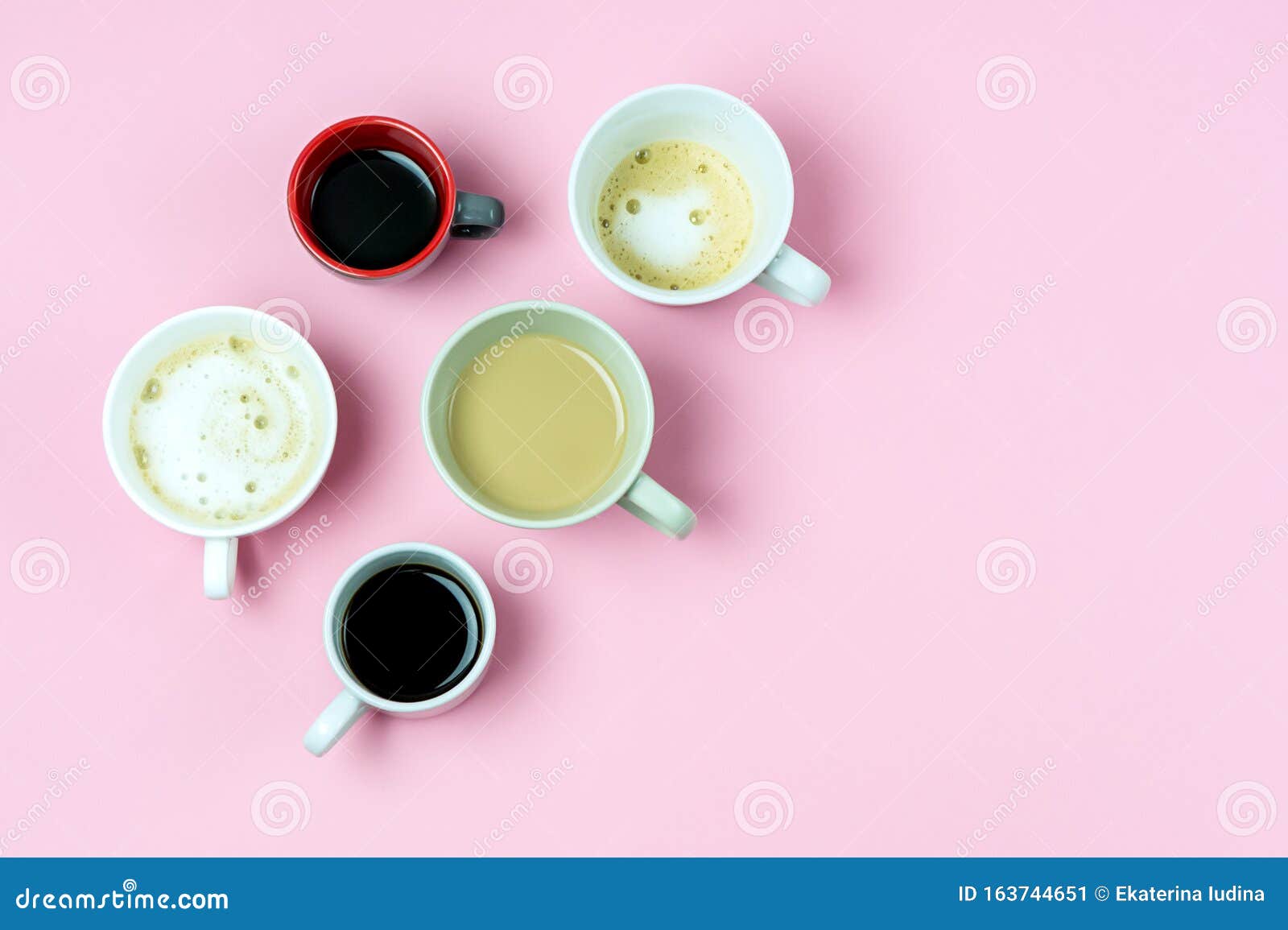 Coffee Multiple Assorted Types of Coffee in Mugs Trandy Cofee Concept ...