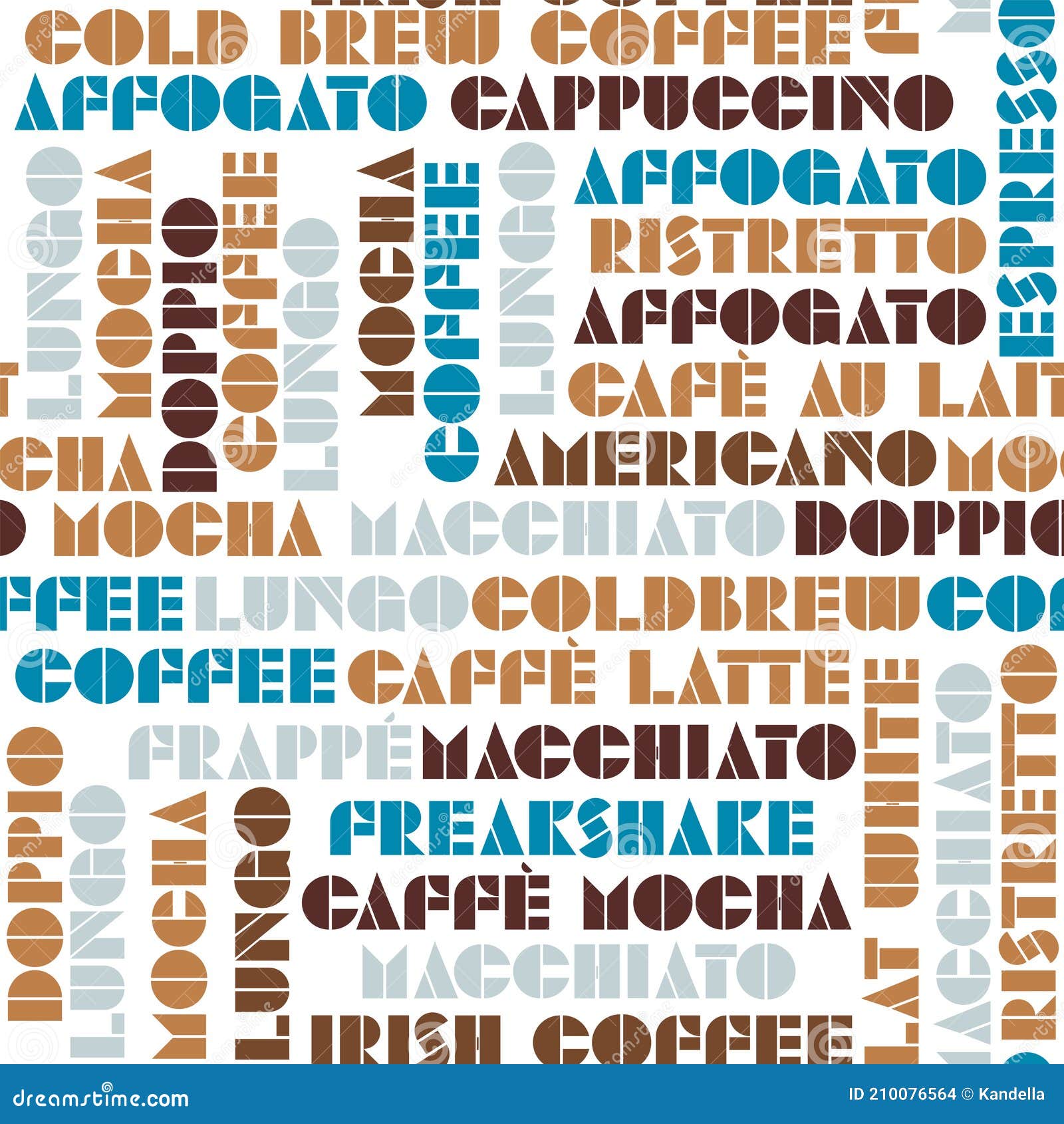 Coffee Names Seamless Pattern. Stock Vector - Illustration of word ...
