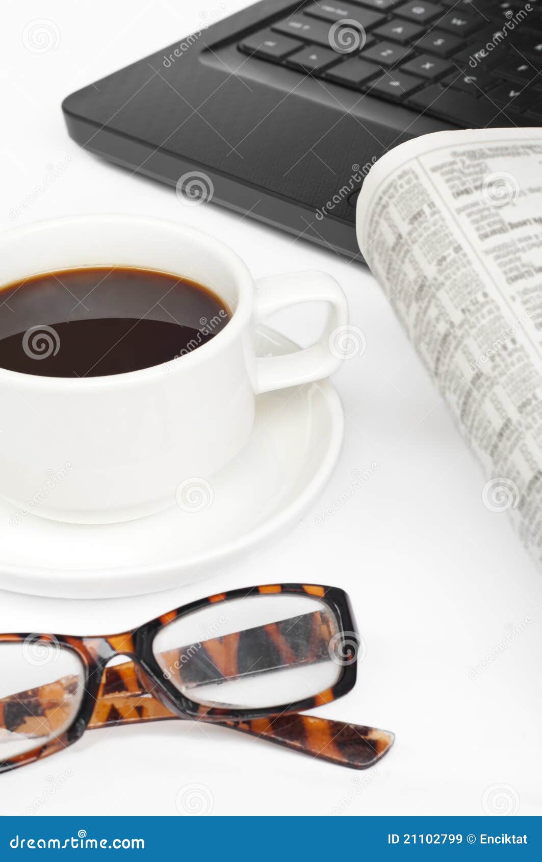 Coffee,newspaper And Notebook Stock Image - Image of glass, life: 21102799