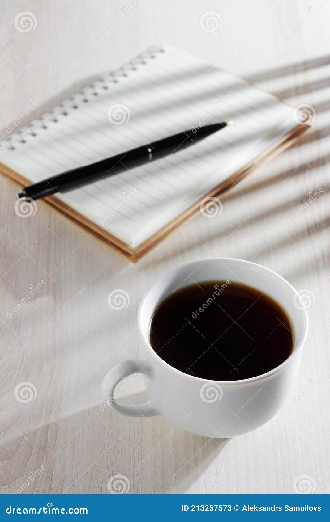 Coffee and Notepad with Pen Stock Image - Image of notebook, sheet ...