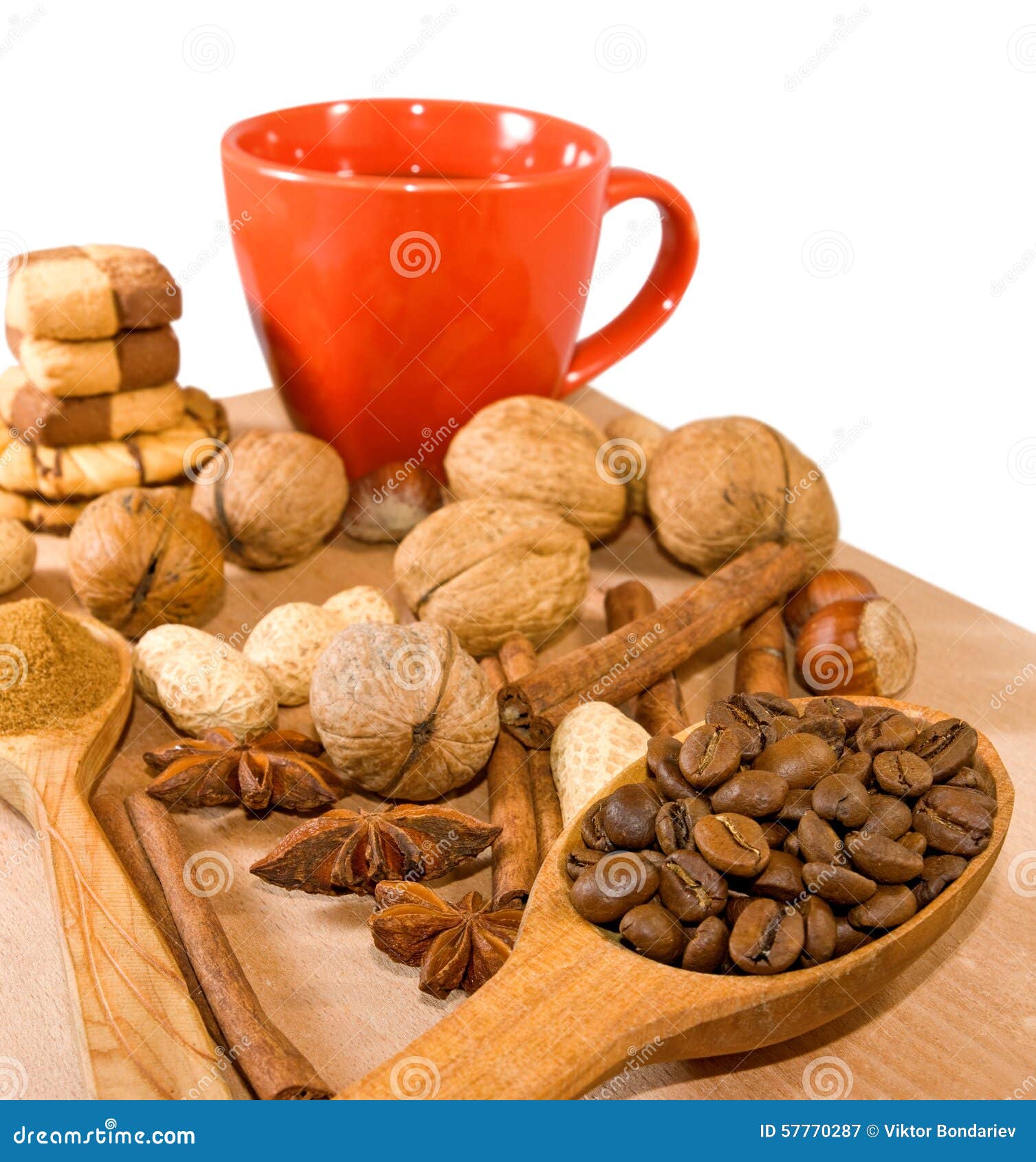 Coffee and nuts closeup stock image. Image of environment - 57770287