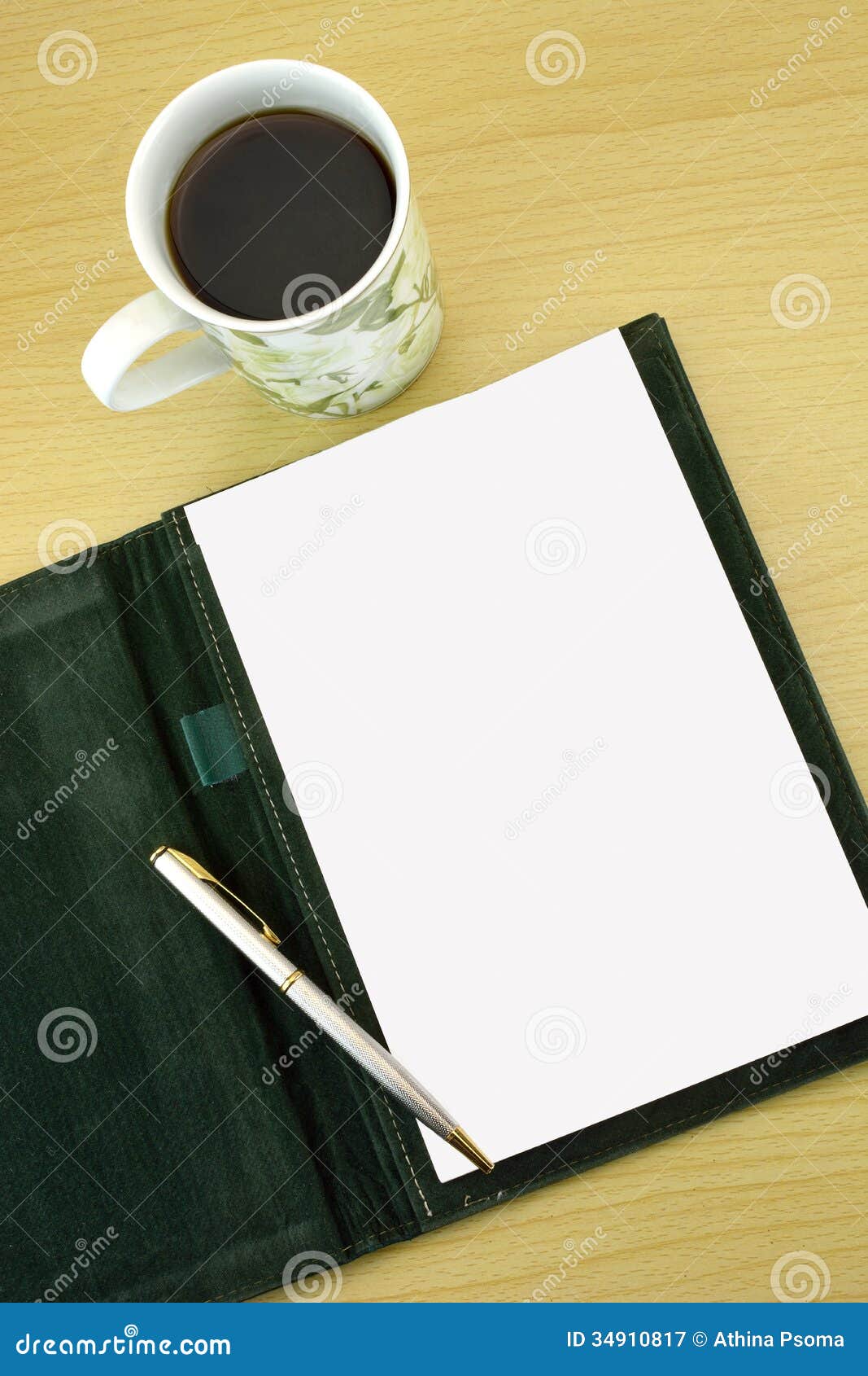 Coffee, Open Notebook and Pen Stock Image - Image of file, message ...