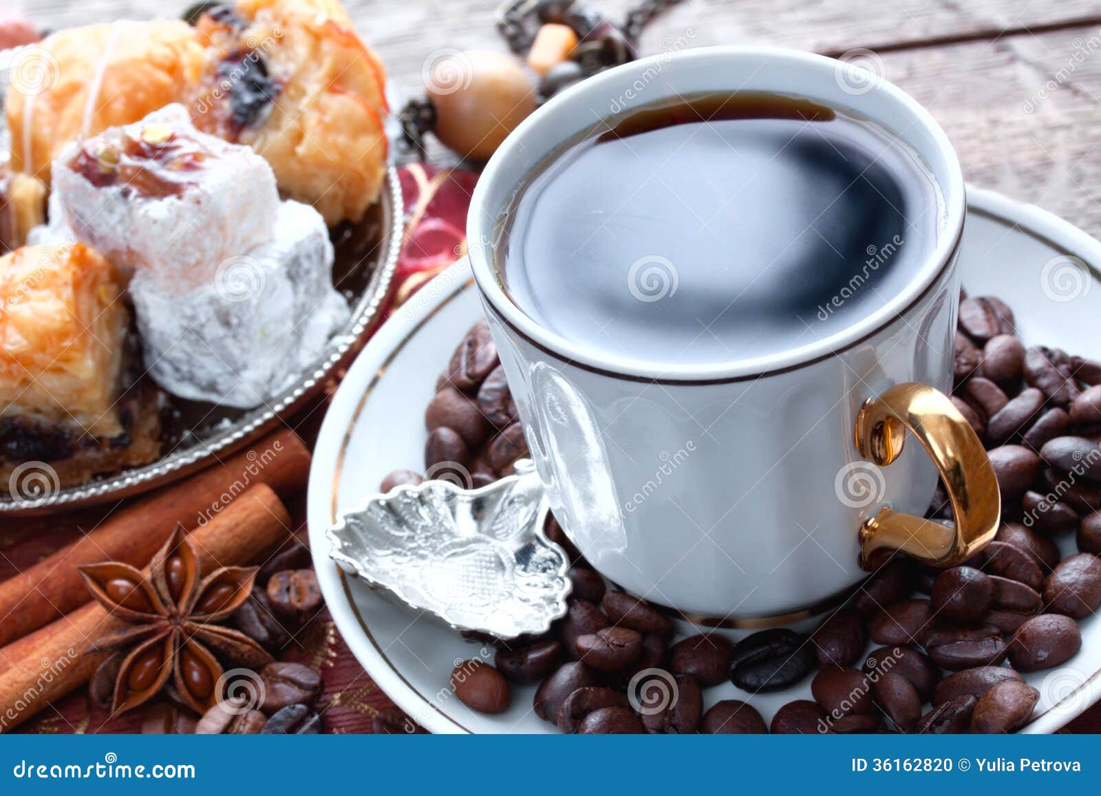 Coffee and Oriental sweets stock photo. Image of east - 36162820