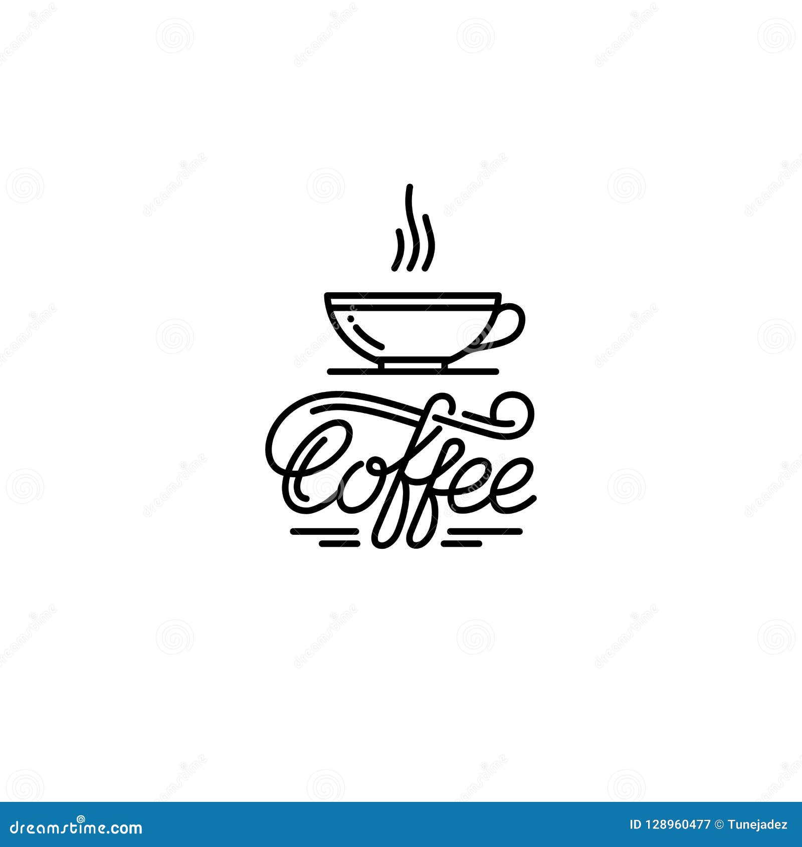 Coffee Outline Emblem White Background. Vector Illustration Stock ...
