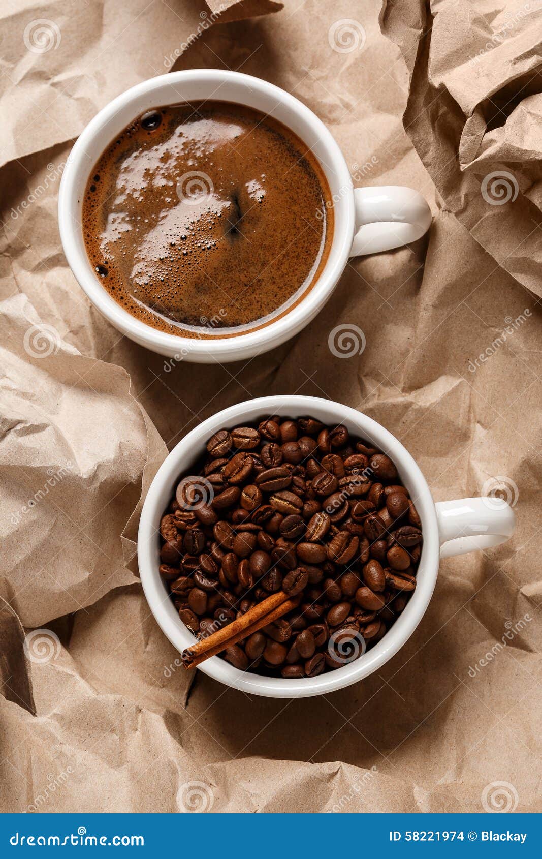 Coffee Over Crumpled Paper Surface Stock Photo - Image of coffee, foam ...