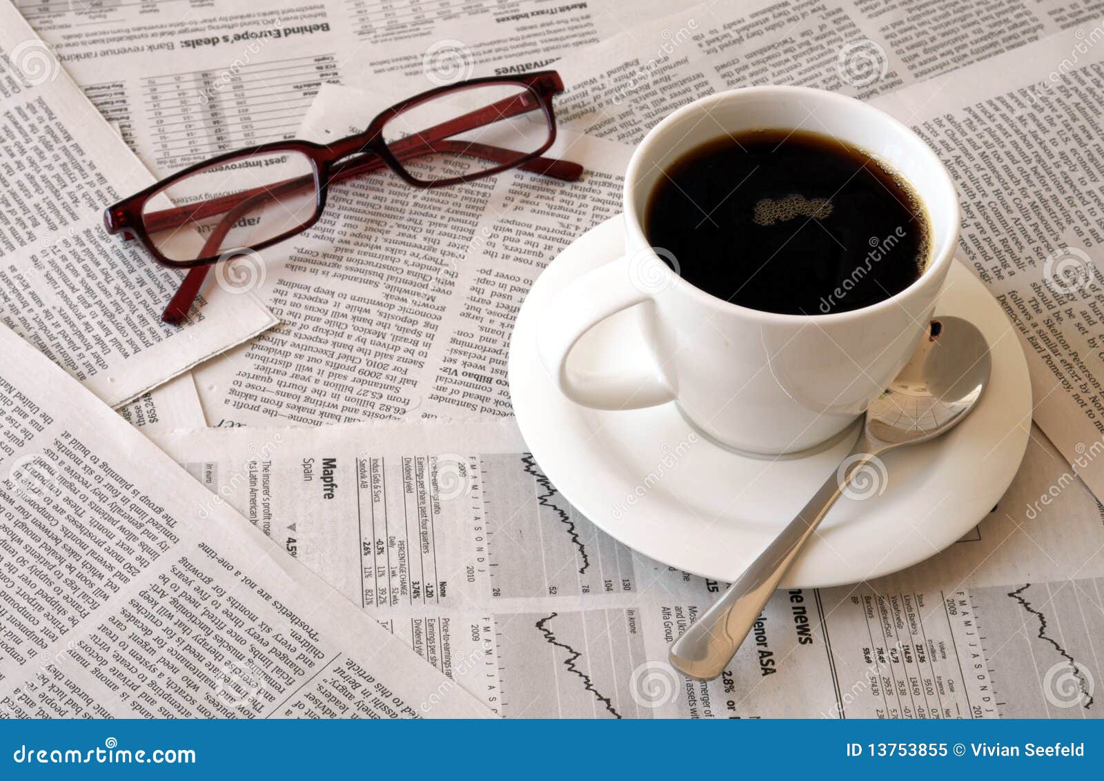 Coffee over newspaper stock image. Image of drink, newspaper - 13753855
