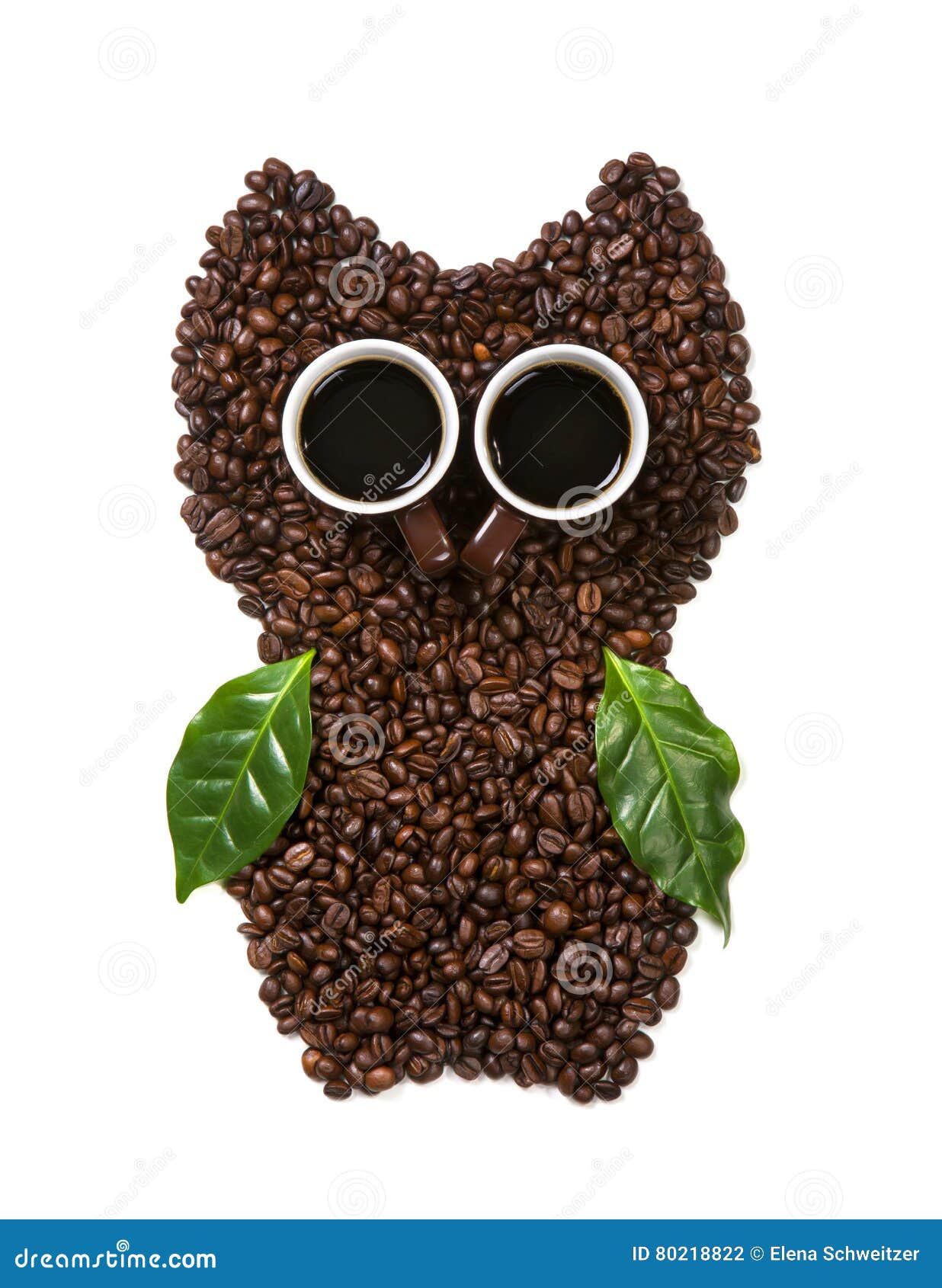 Coffee owl from beans stock photo. Image of love, retro - 80218822
