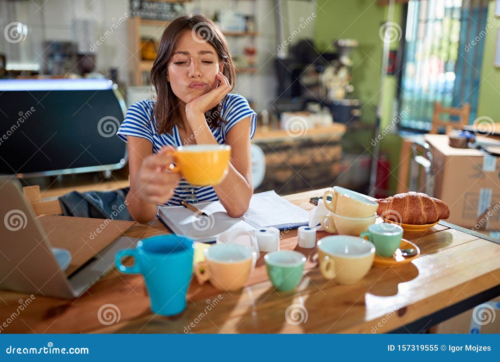 Coffee Owner Chooses Coffee Mugs Stock Image - Image of male ...