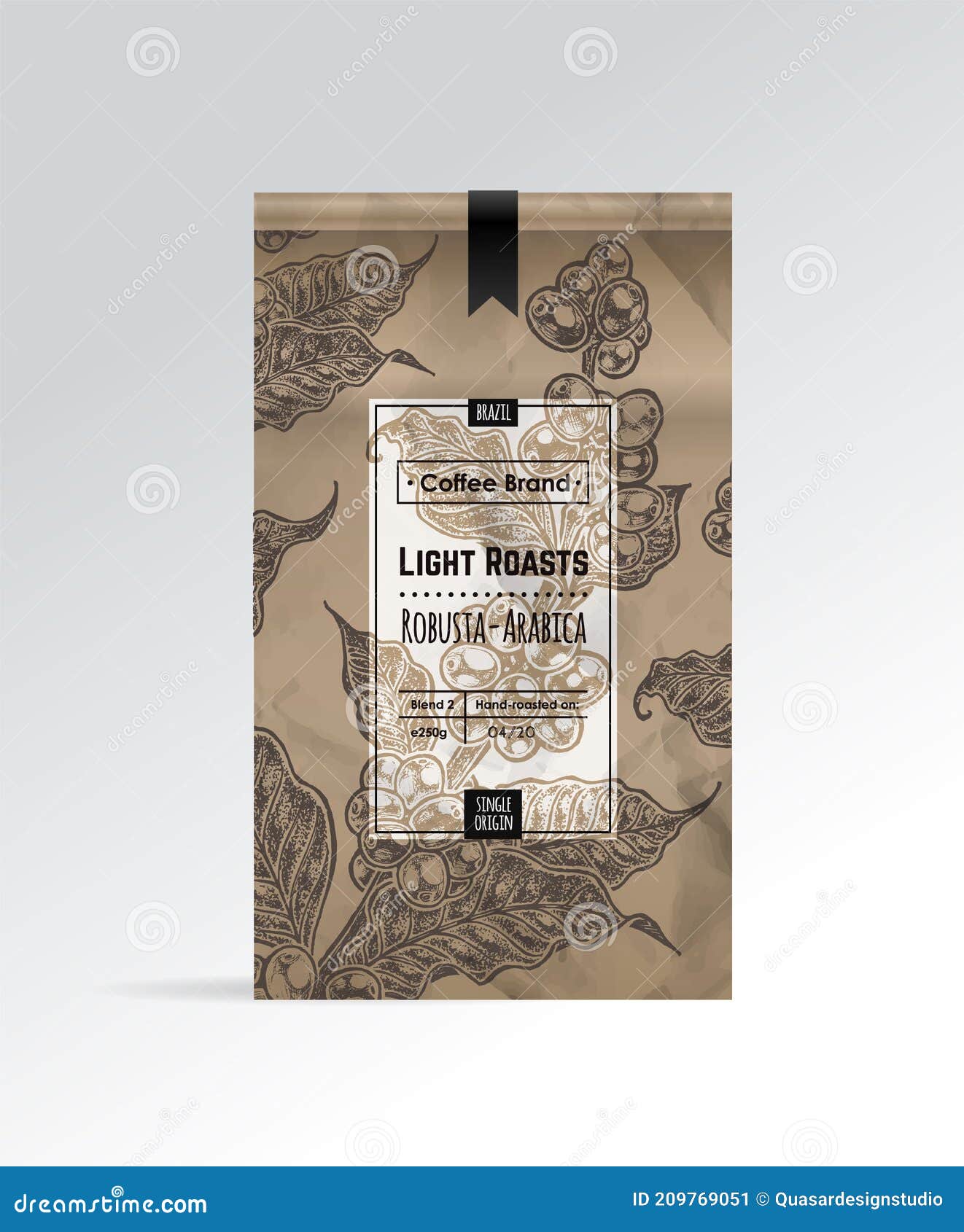 Coffee Pack Design with Hand Drawn Sketch Stock Vector - Illustration ...