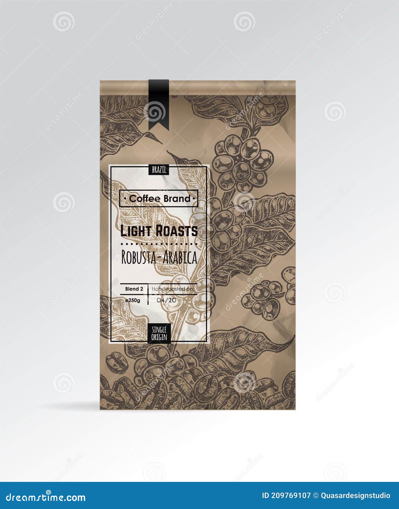 Coffee Pack Design with Hand Drawn Sketch Stock Vector - Illustration ...