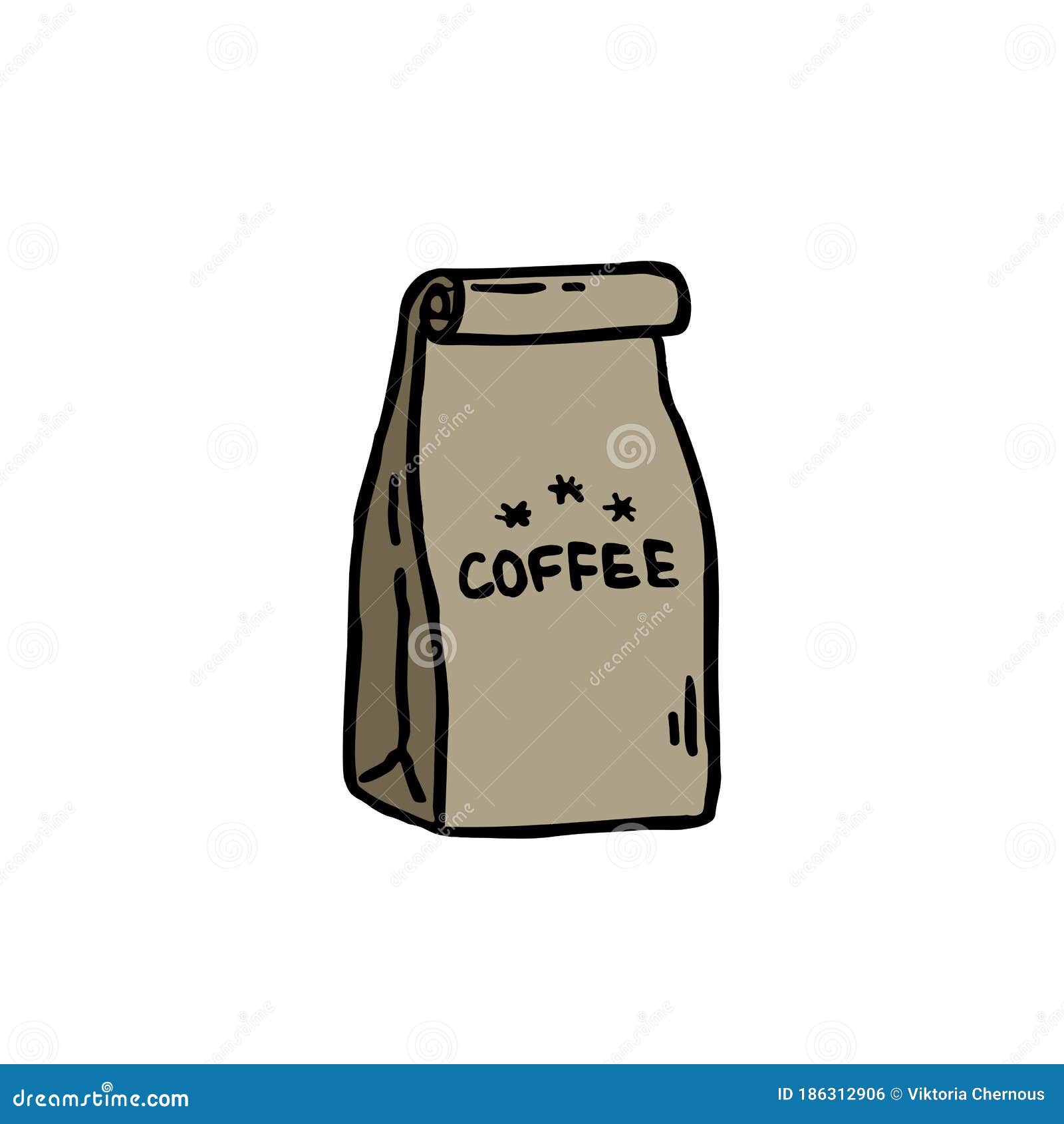 Coffee Package Doodle Icon, Vector Illustration Stock Illustration ...