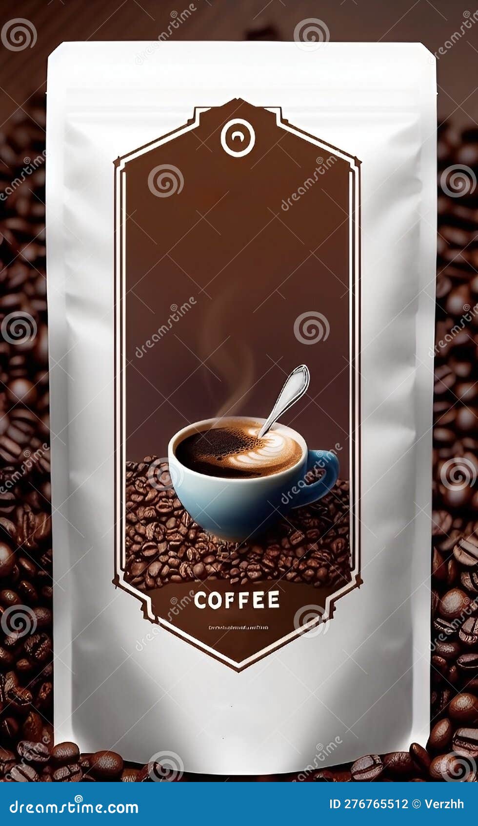 Coffee Packaging Design with Coffee Beans and Coffee Cup 3 Stock Photo ...