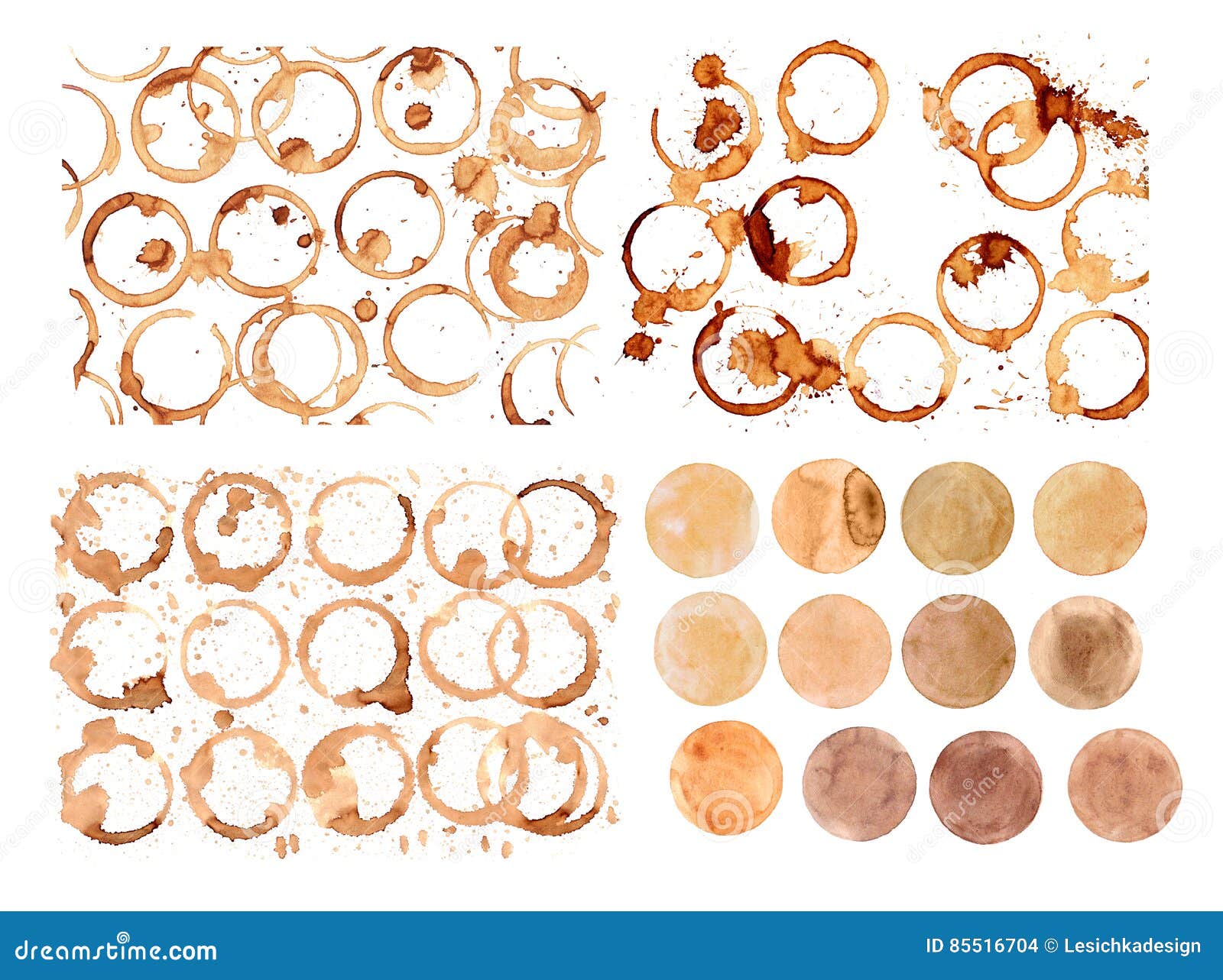 Coffee Paint Stains Splashes Stock Illustration - Illustration of drink ...