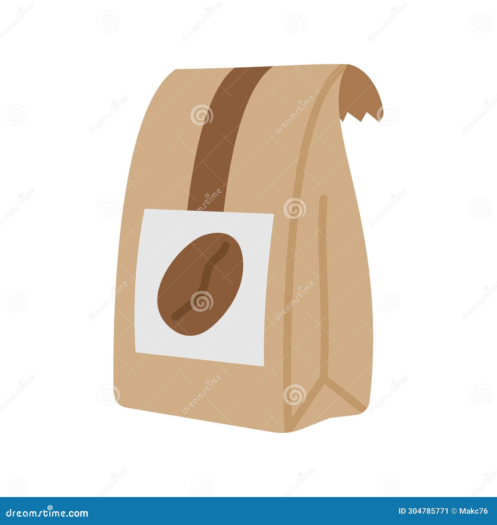 Coffee Paper Bag Icon. Coffee Bean Bag Stock Illustration ...