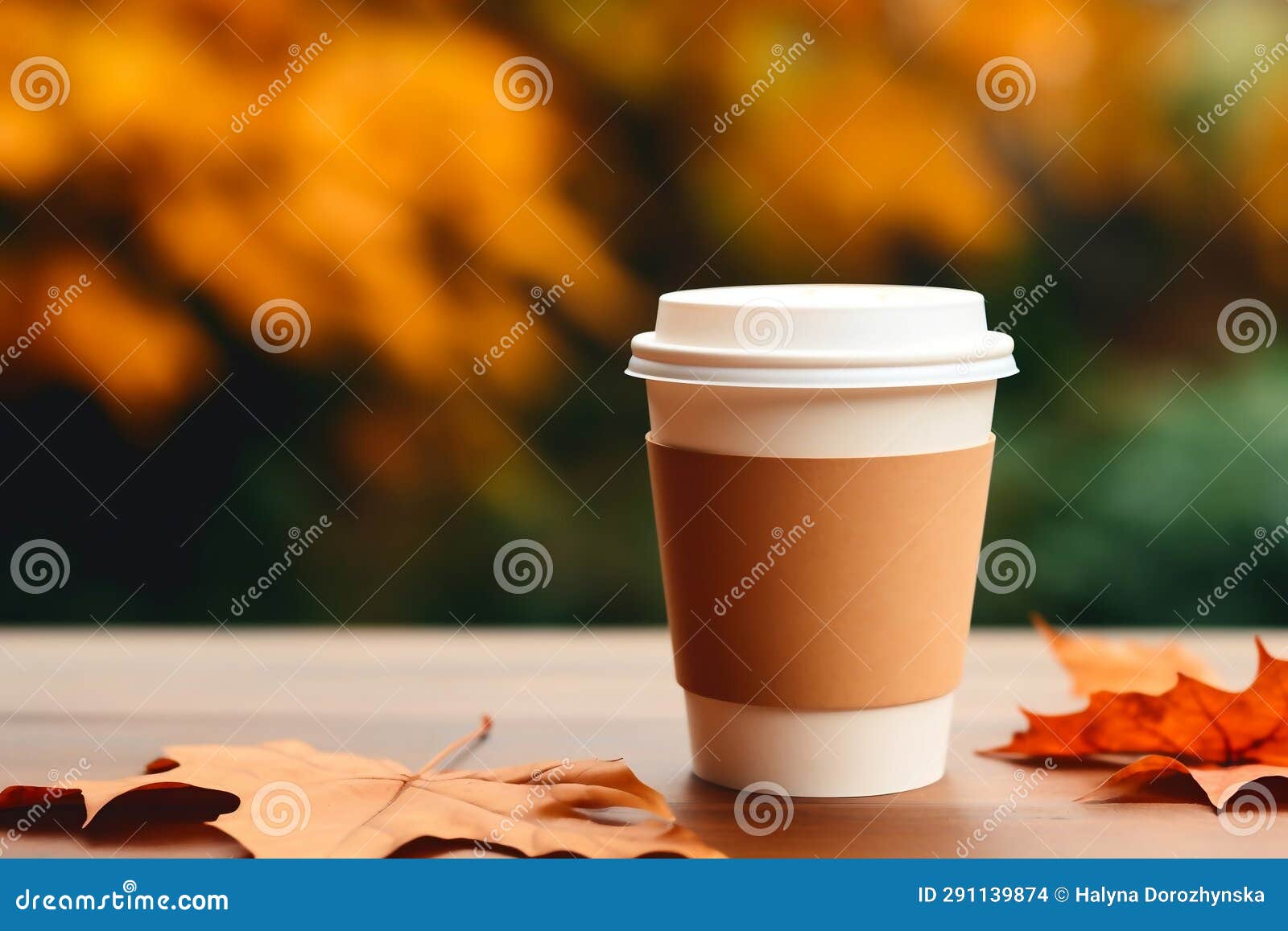 Coffee in a Paper Cup on a Table in the Park Stock Illustration ...