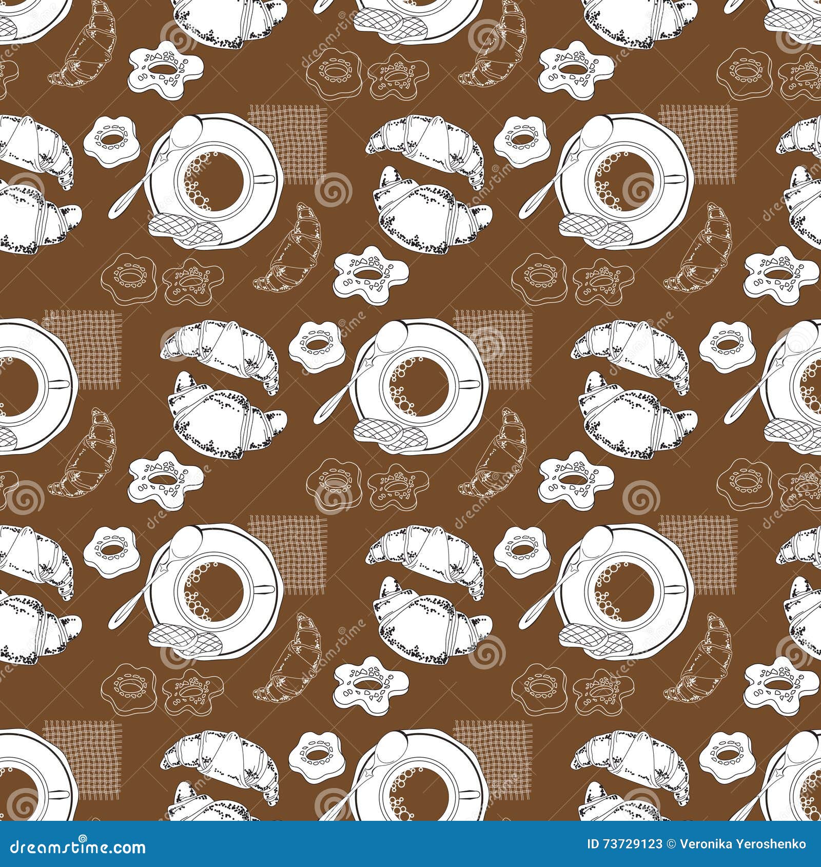 Coffee and Pastry Seamless Pattern. Stock Vector - Illustration of ...