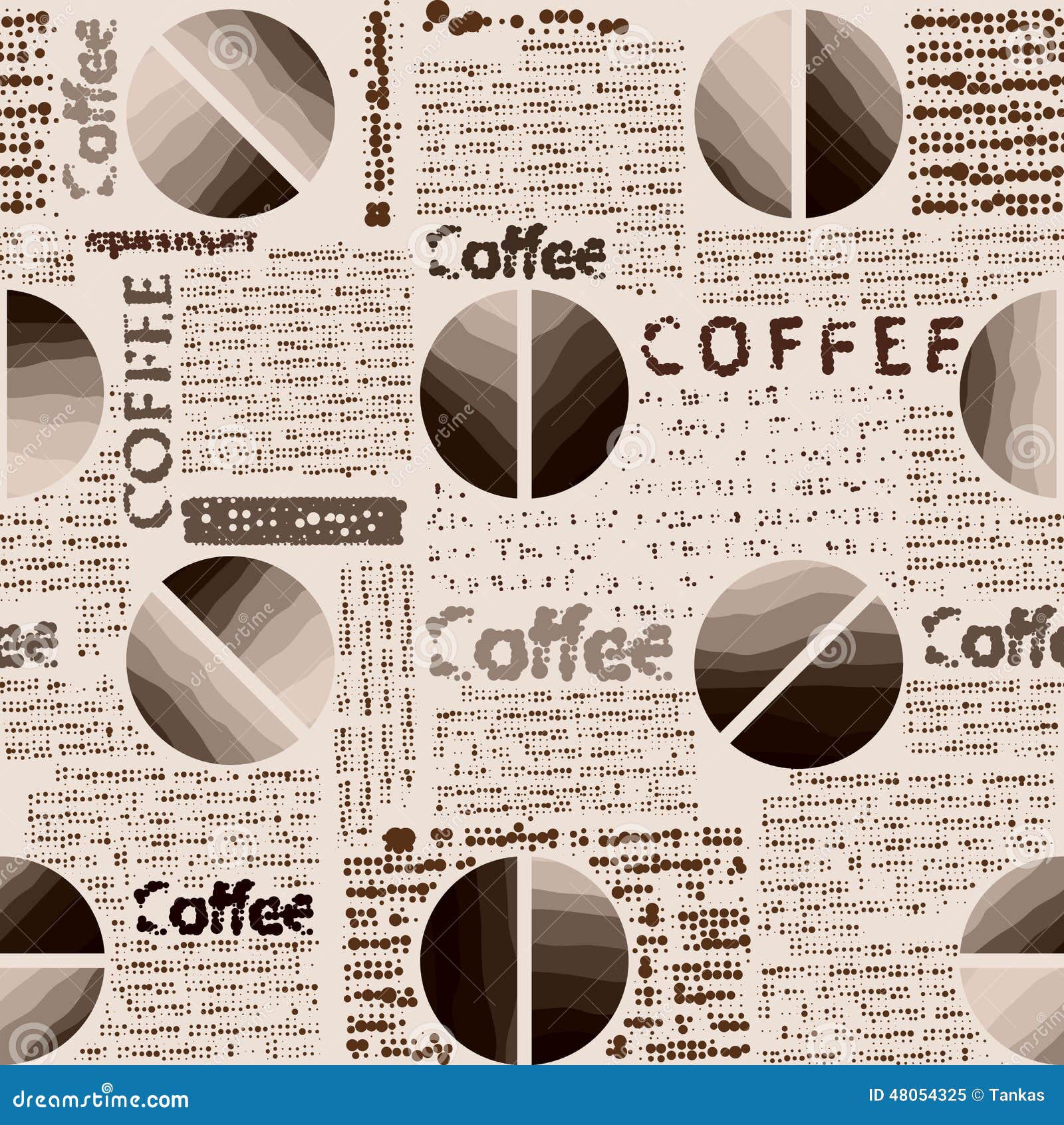 Coffee Pattern in Newspaper Style. Stock Vector - Illustration of ...