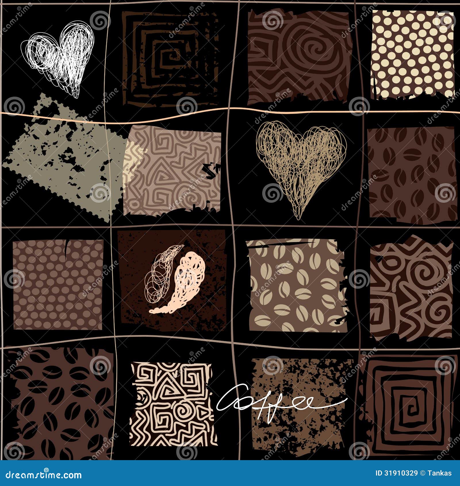 Coffee pattern stock vector. Illustration of grunge, seam - 31910329