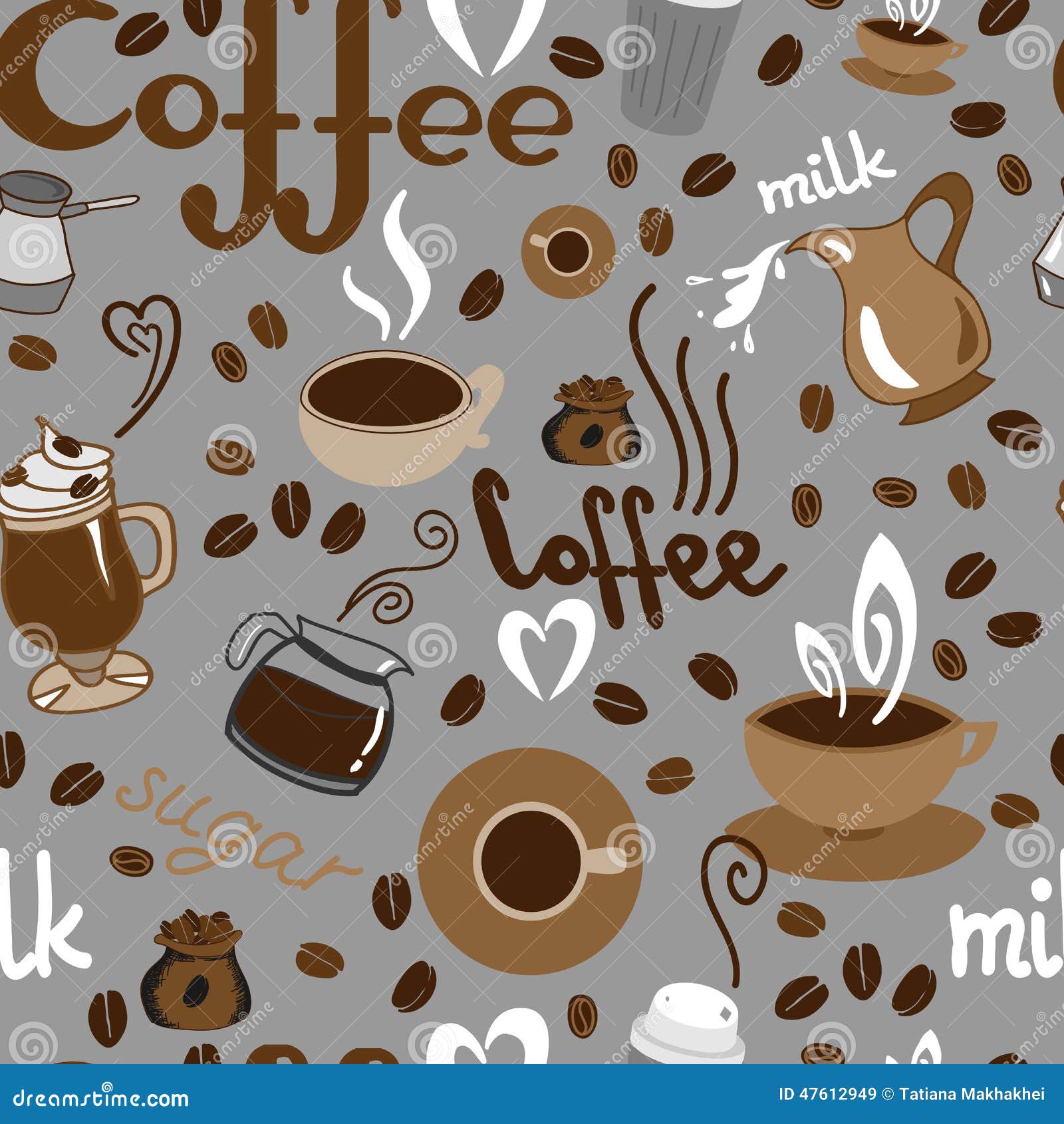 Coffee pattern stock vector. Illustration of espresso - 47612949