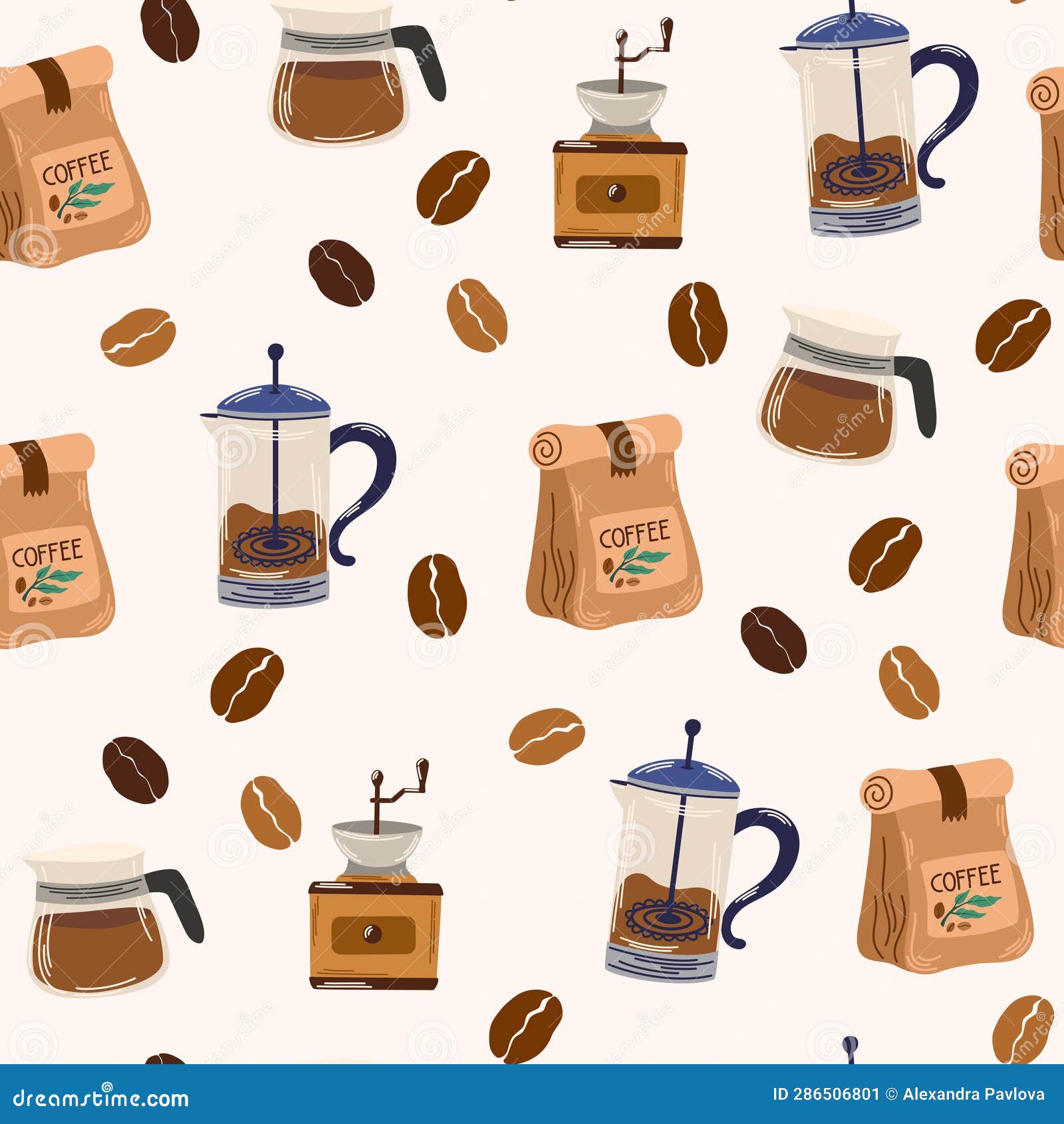 Coffee Seamless Pattern. Specialty Cafe, Packaging Design Elements ...