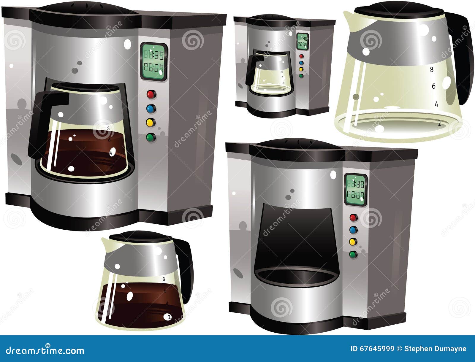 Coffee percolator and pots stock vector. Illustration of finished ...