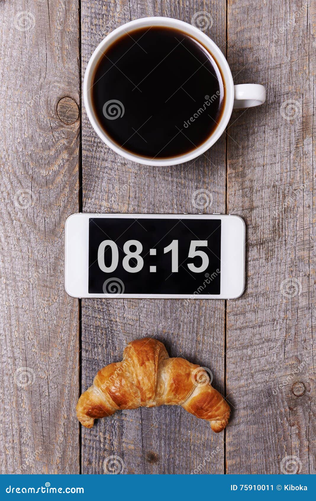 Coffee, Phone and Croissant Stock Image - Image of digit, sweet: 75910011